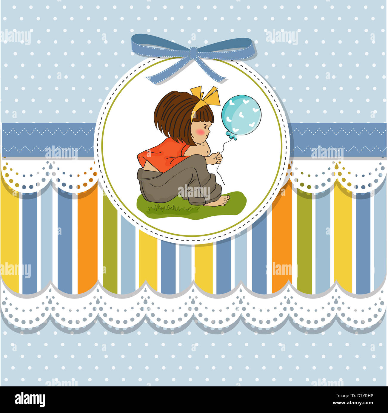 pretty young girl sitting, vector illustration Stock Photo - Alamy