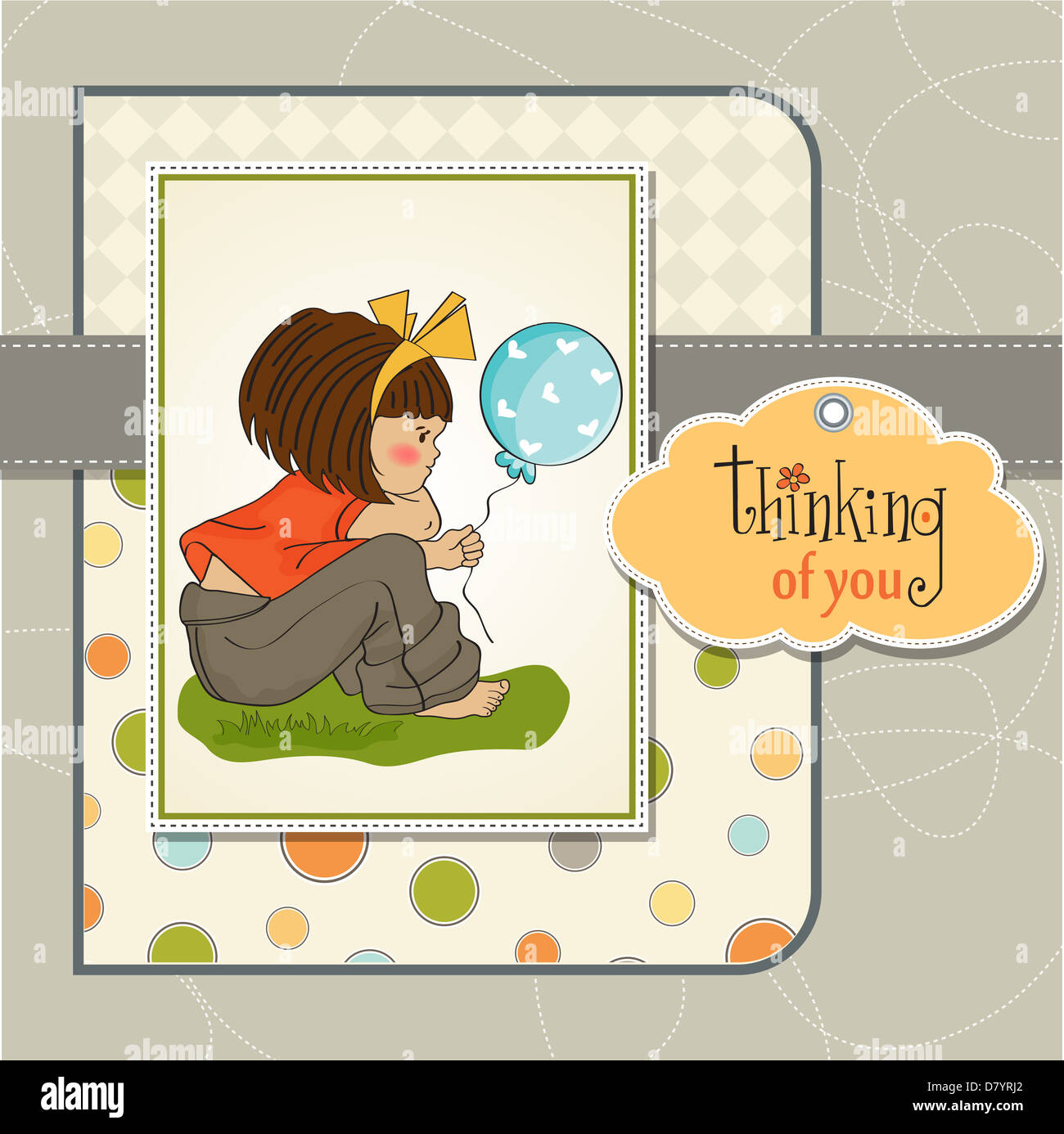 pretty young girl sitting, vector illustration Stock Photo - Alamy