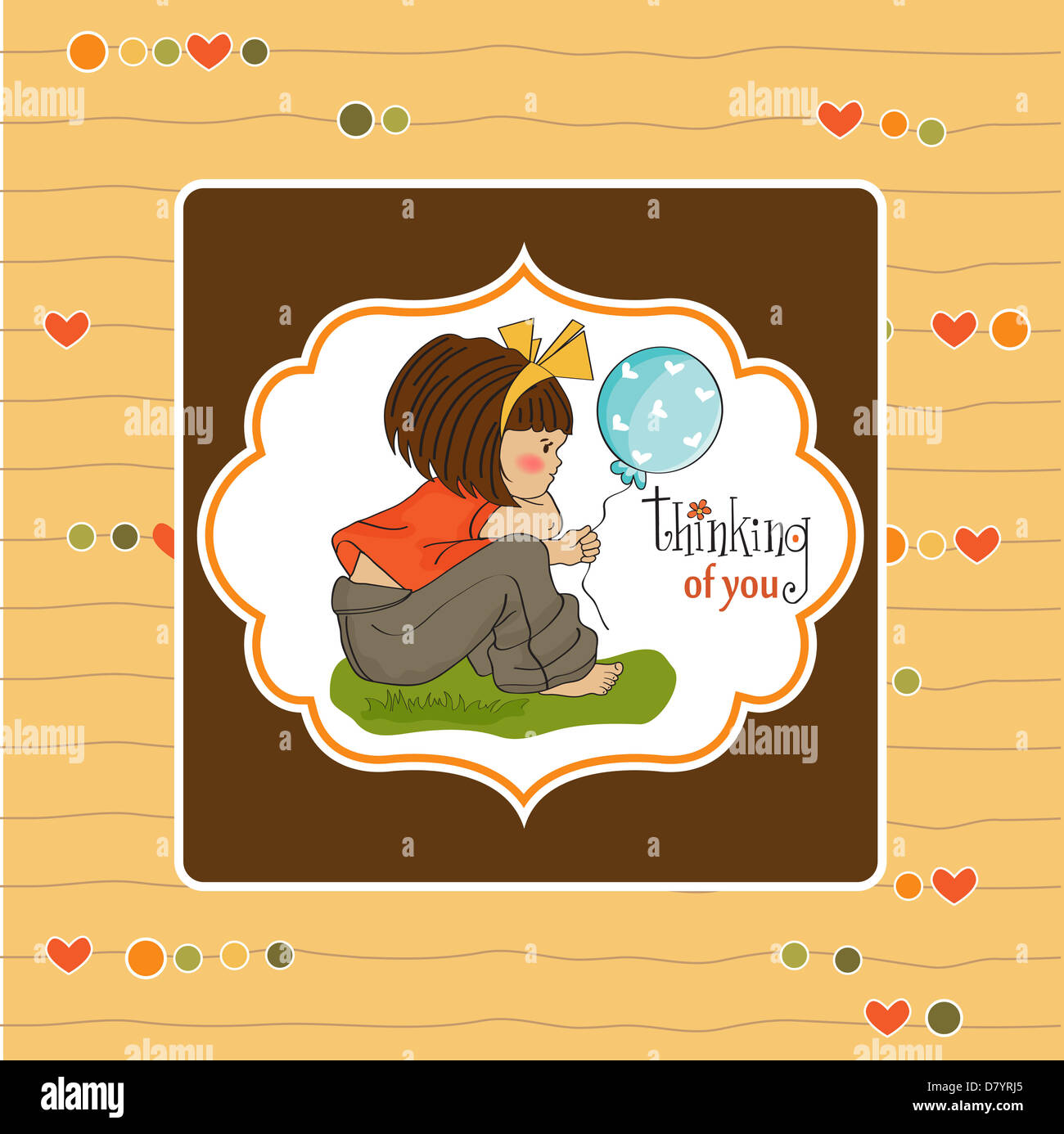 pretty young girl sitting, vector illustration Stock Photo - Alamy