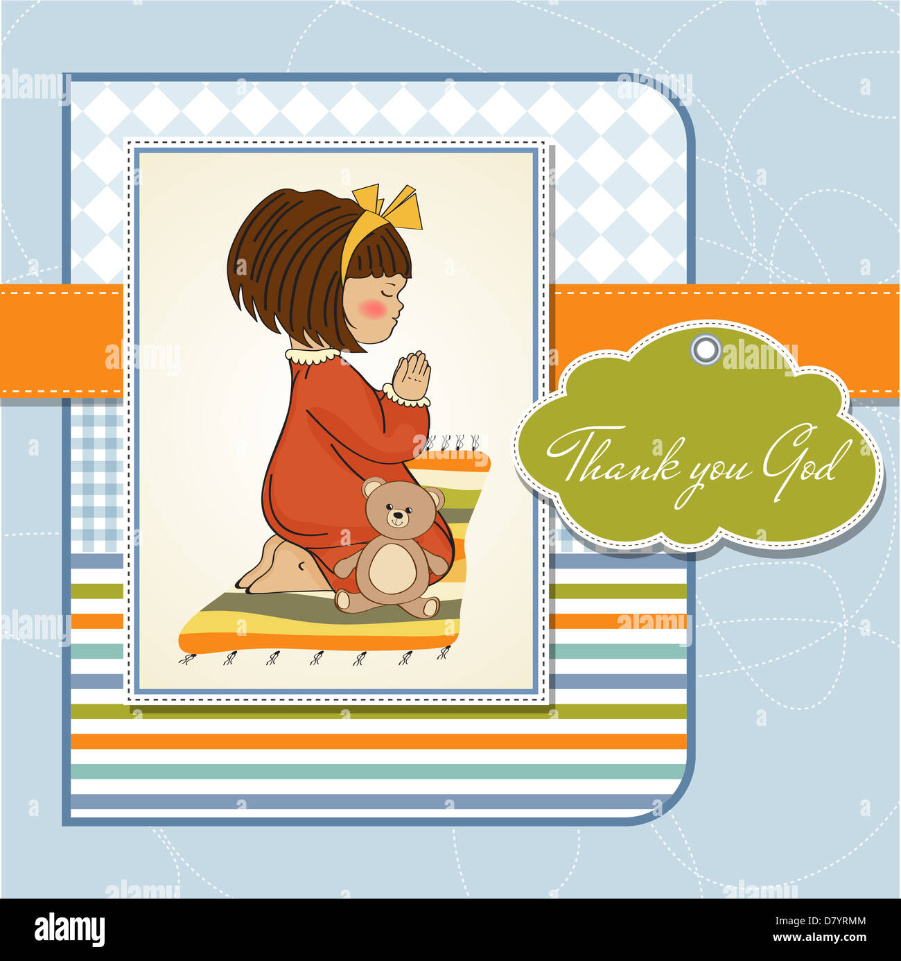 little girl praying, illustration in vector format Stock Photo - Alamy