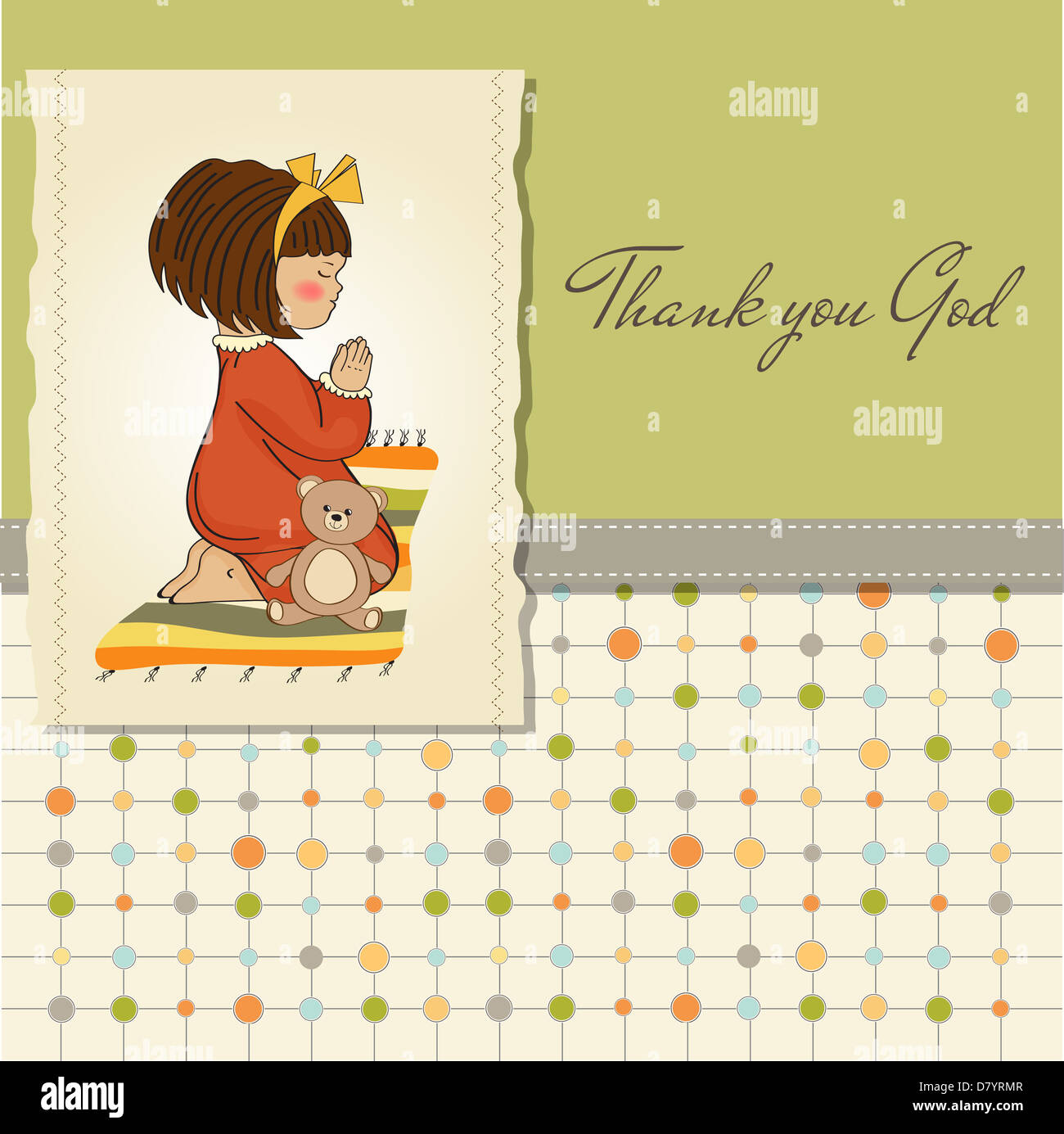 little girl praying, illustration in vector format Stock Photo - Alamy
