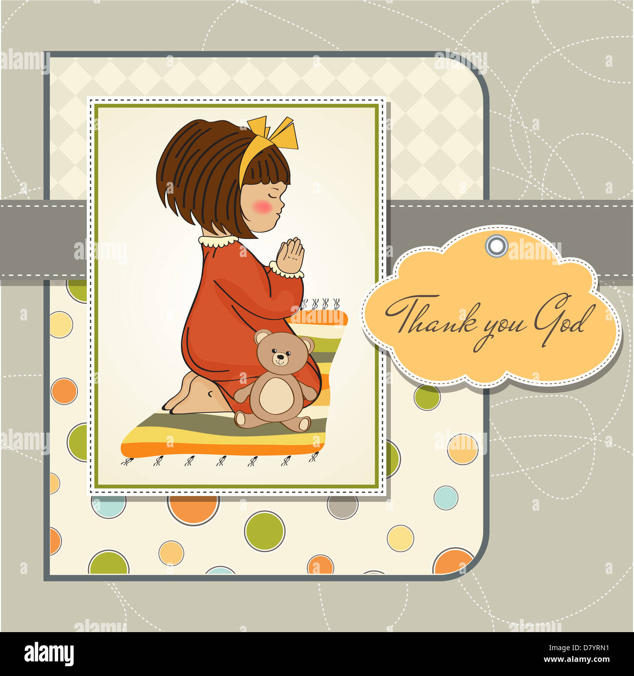 little girl praying, illustration in vector format Stock Photo - Alamy