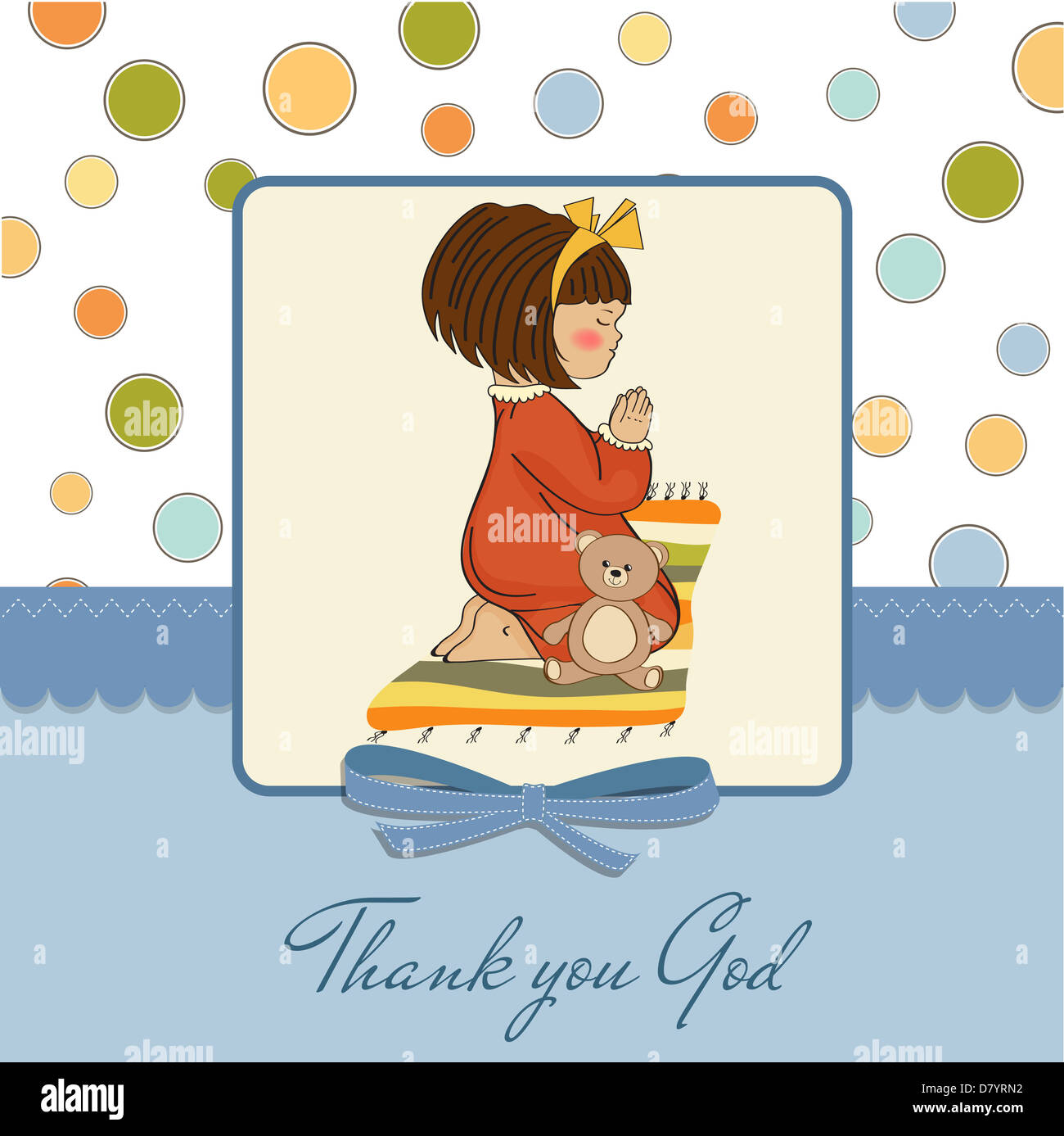 little girl praying, illustration in vector format Stock Photo - Alamy