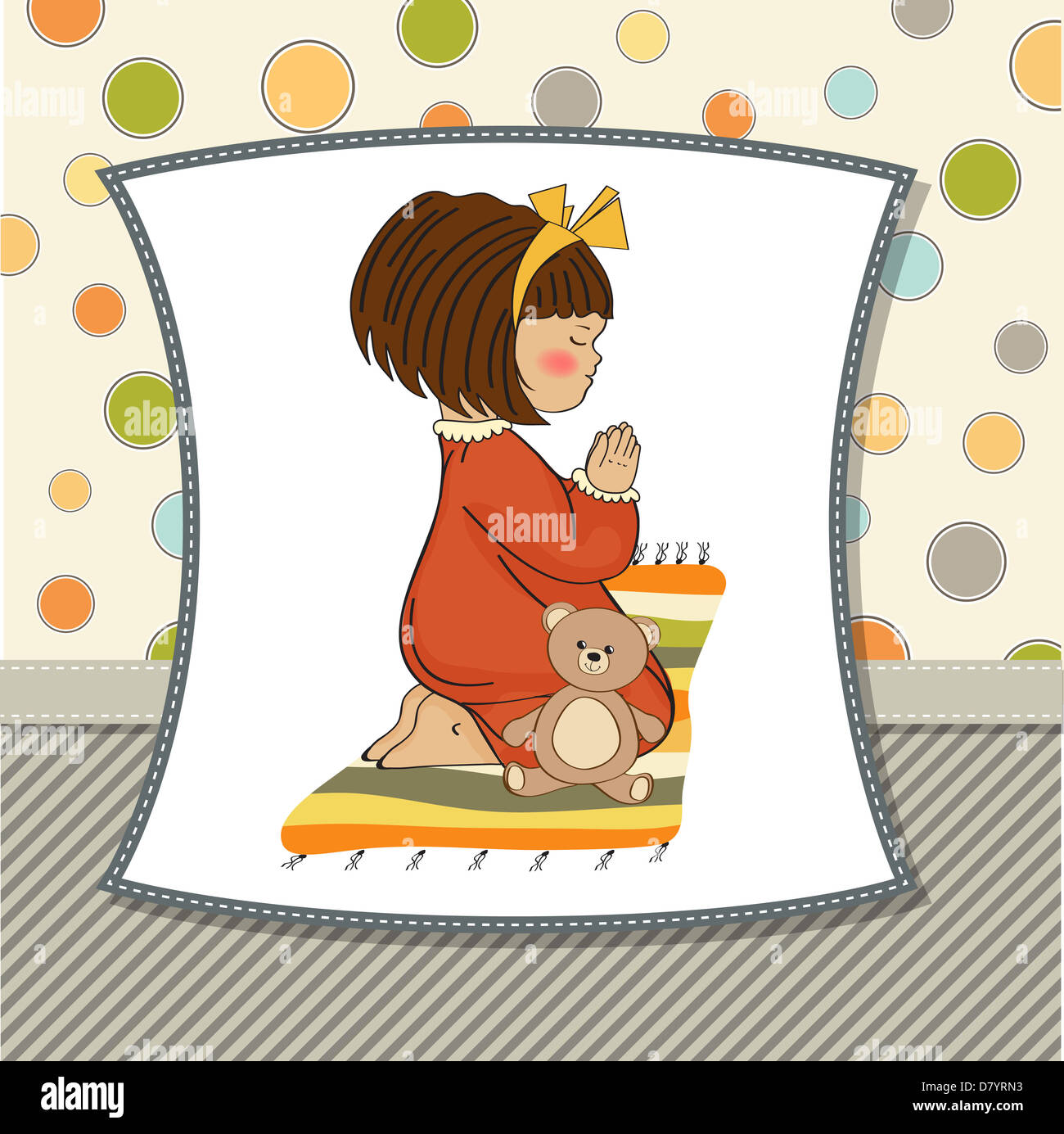 little girl praying, illustration in vector format Stock Photo - Alamy