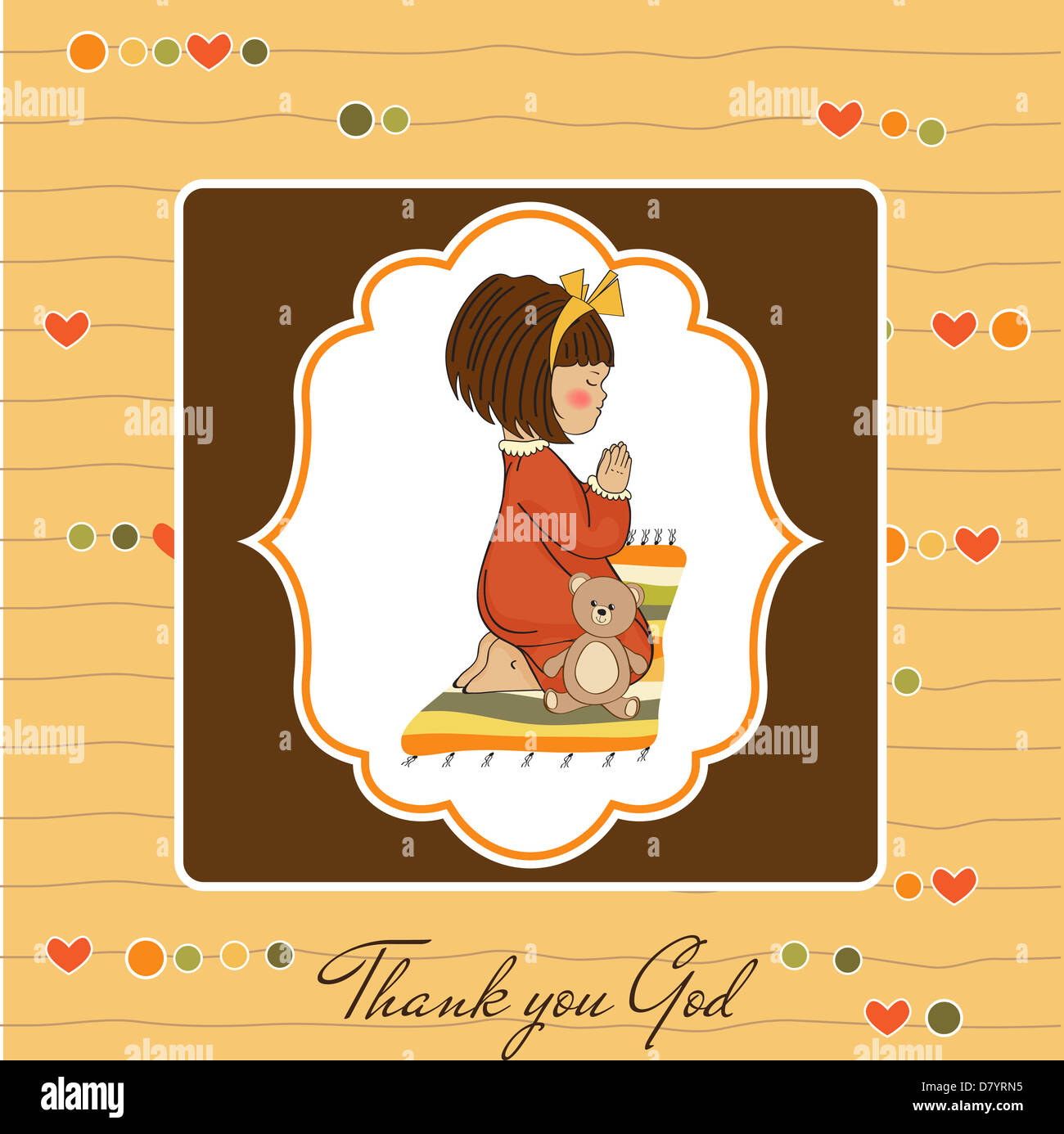 little girl praying, illustration in vector format Stock Photo - Alamy