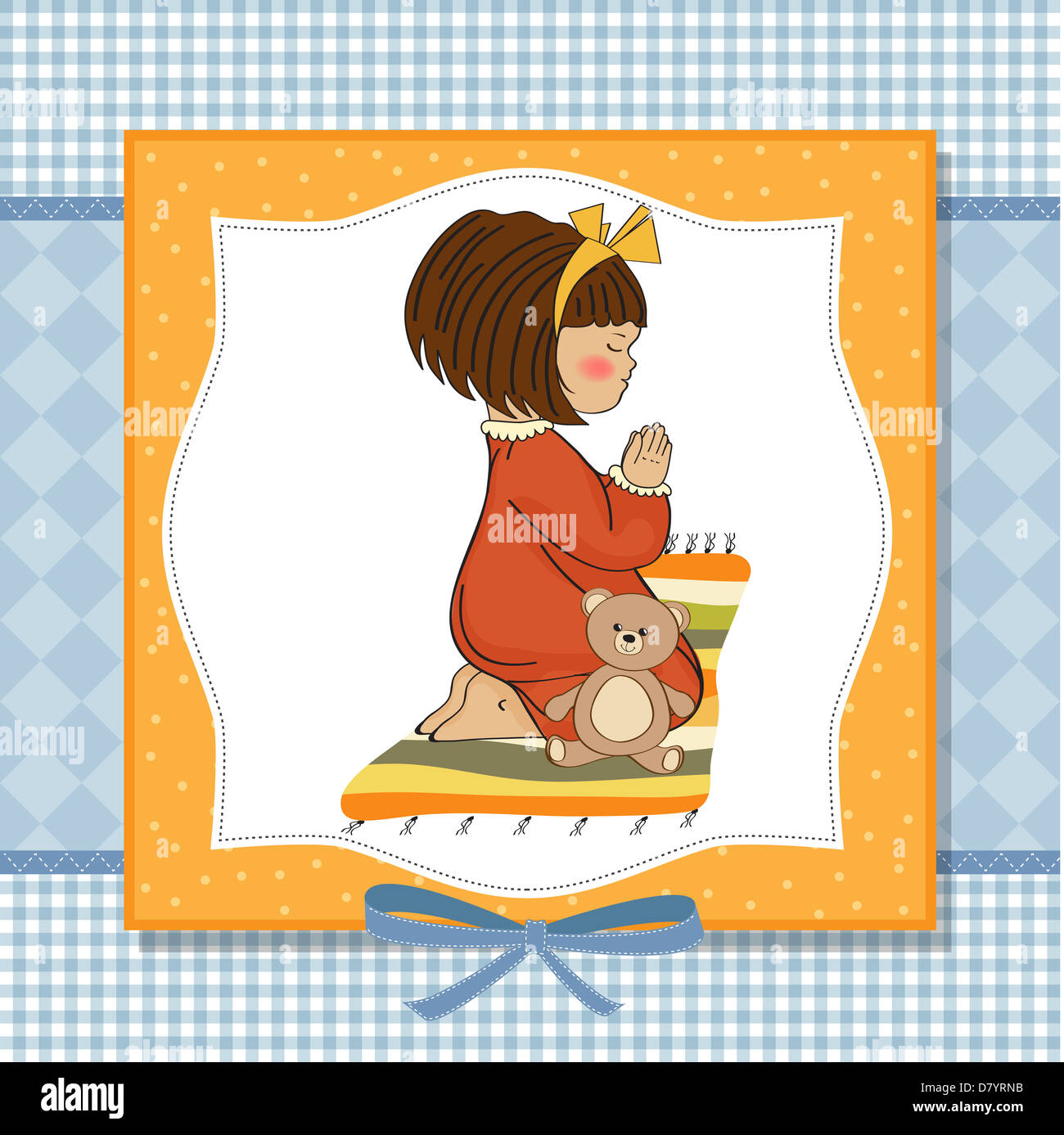 little girl praying, illustration in vector format Stock Photo - Alamy