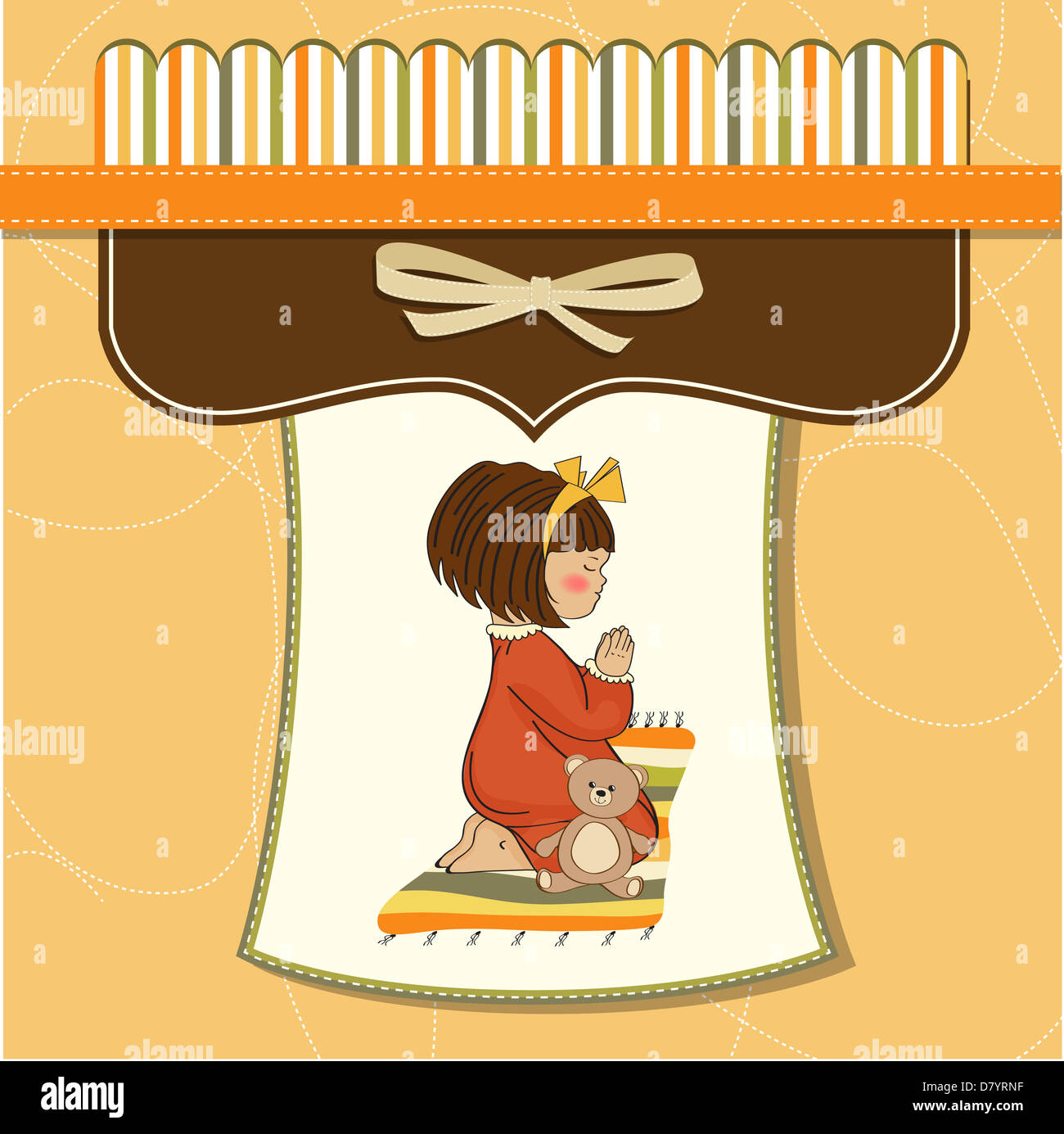 little girl praying, illustration in vector format Stock Photo - Alamy