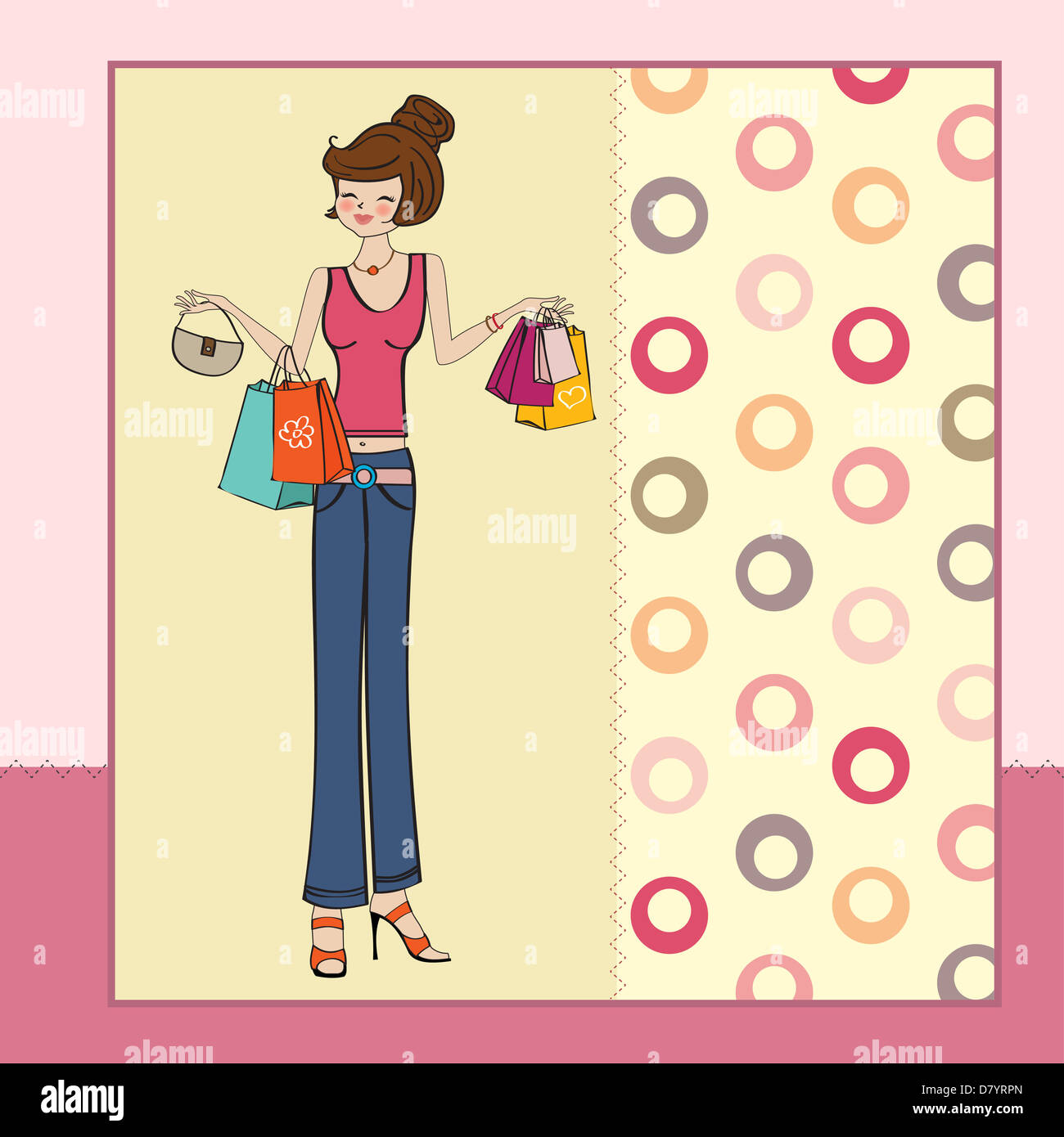 pretty young lady at shopping, illustration in vector format Stock ...