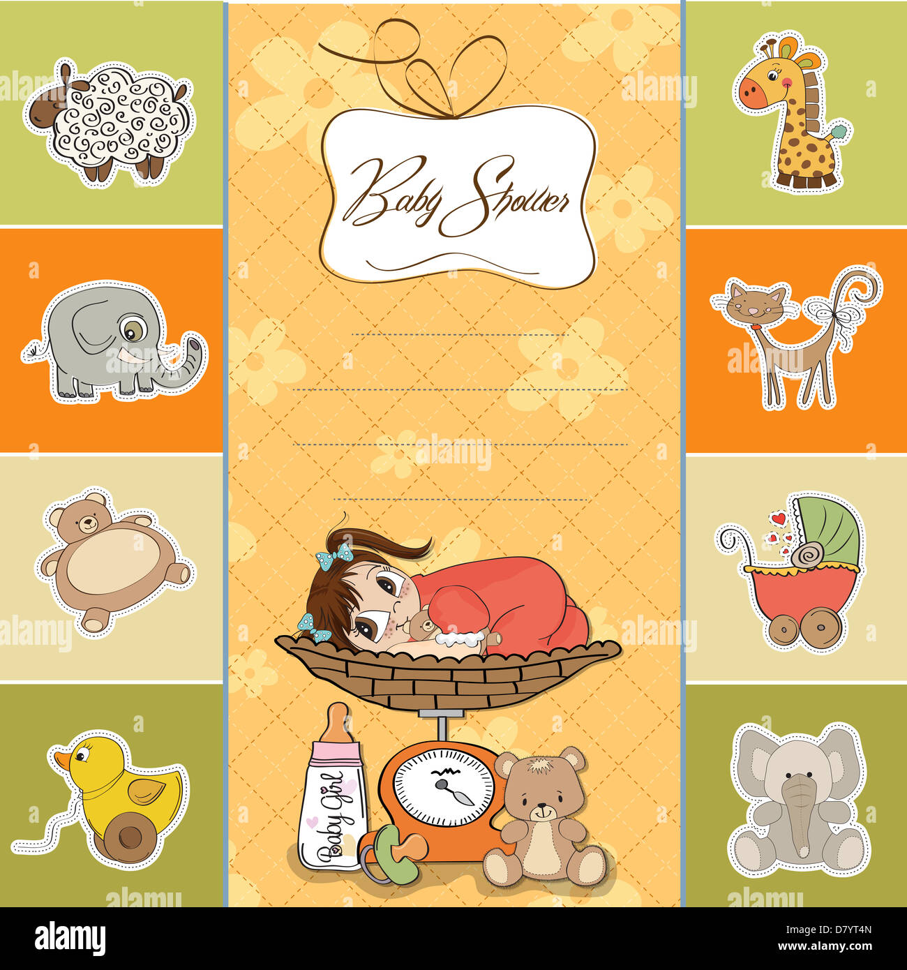 Beautiful baby girl on on weighing scale Stock Photo - Alamy