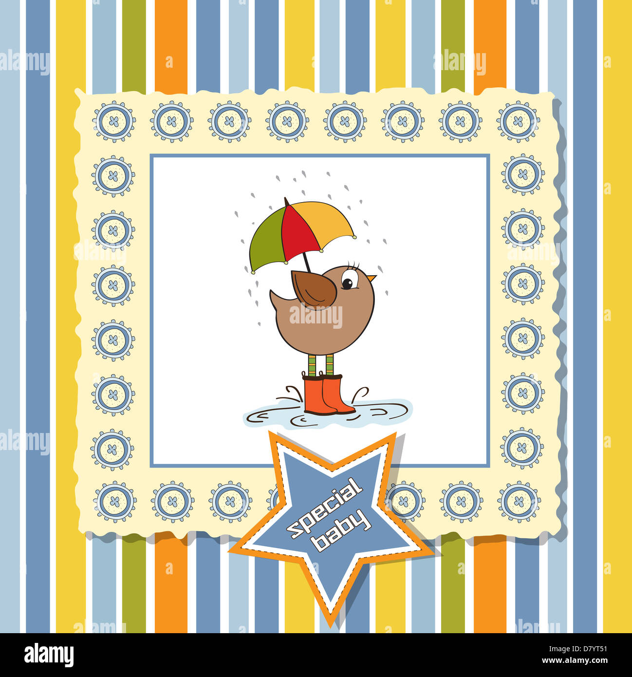 new baby announcement card, with bird Stock Photo - Alamy