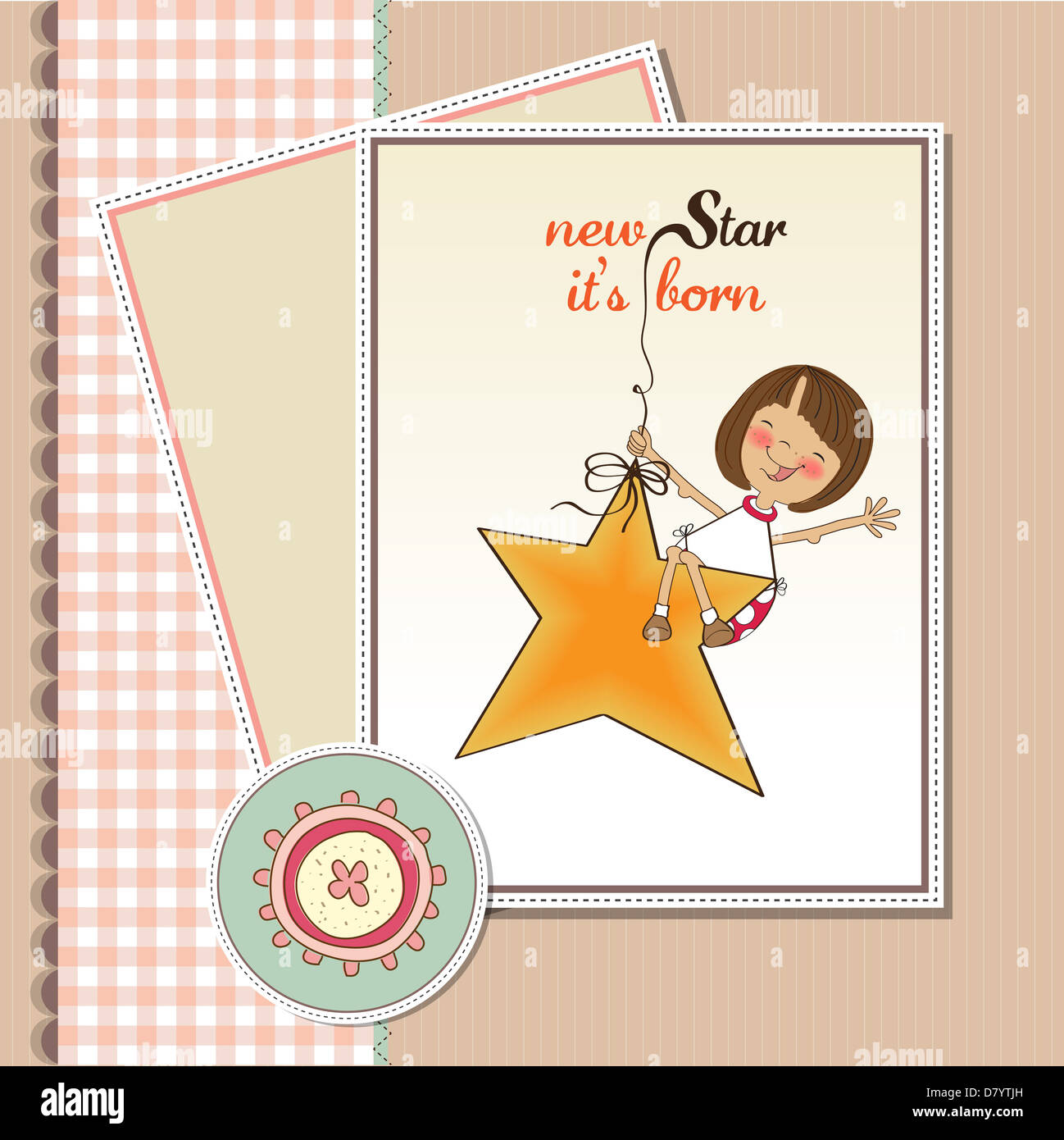 new star it's born.welcome baby card in vector format Stock Photo - Alamy