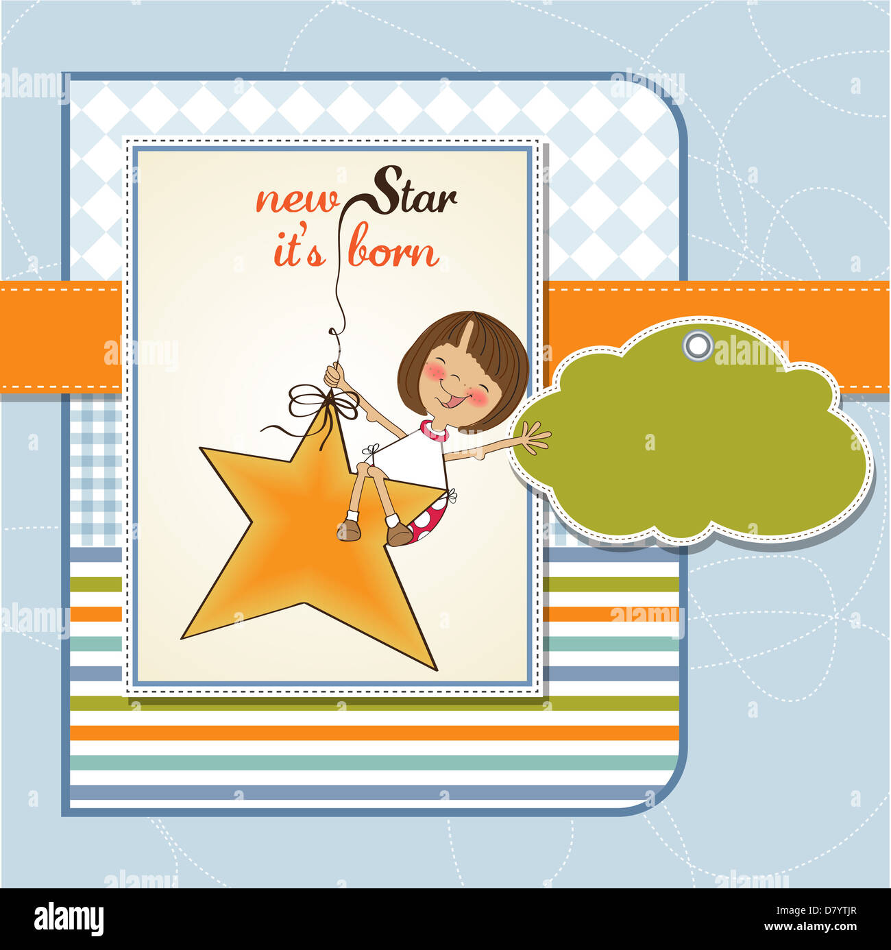 new star it's born.welcome baby card in vector format Stock Photo - Alamy