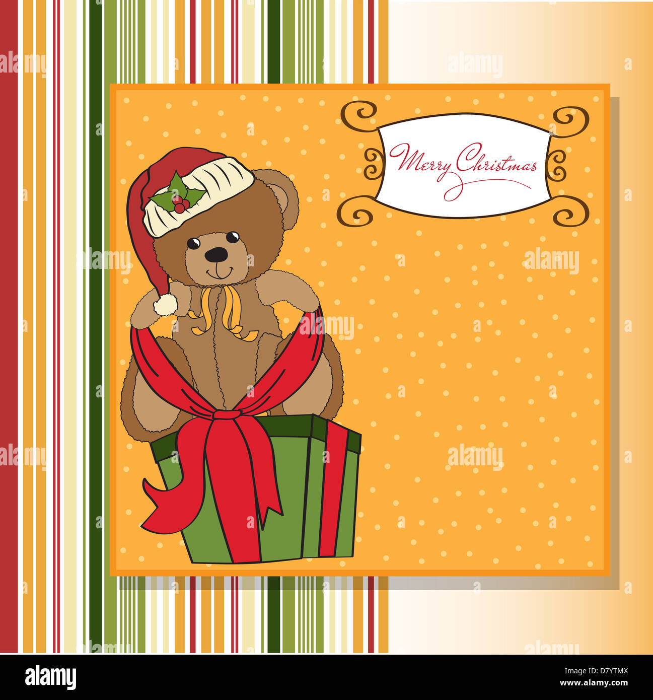 cute teddy bear with a big Christmas gift box, vector format Stock ...