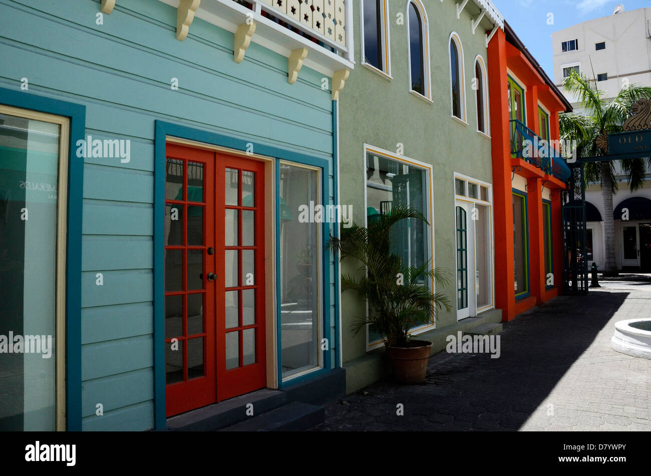 Colorful buildings in Philipsburg, St. Maarten, Netherland Antilles ...