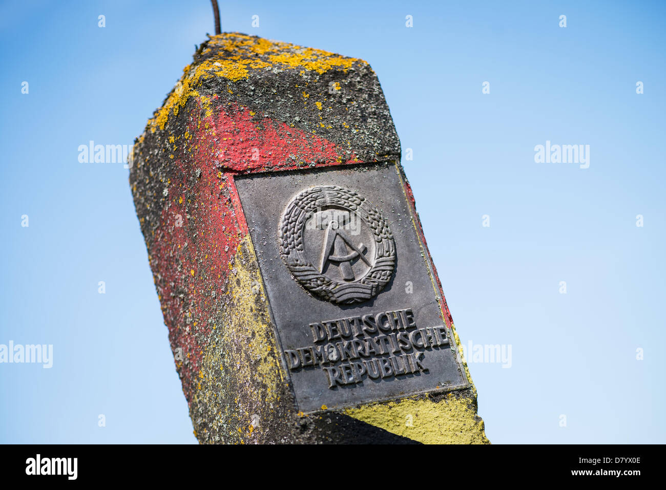 Mödlareuth near Hof, Germany, 15 May 2013.A border stone of the German ...