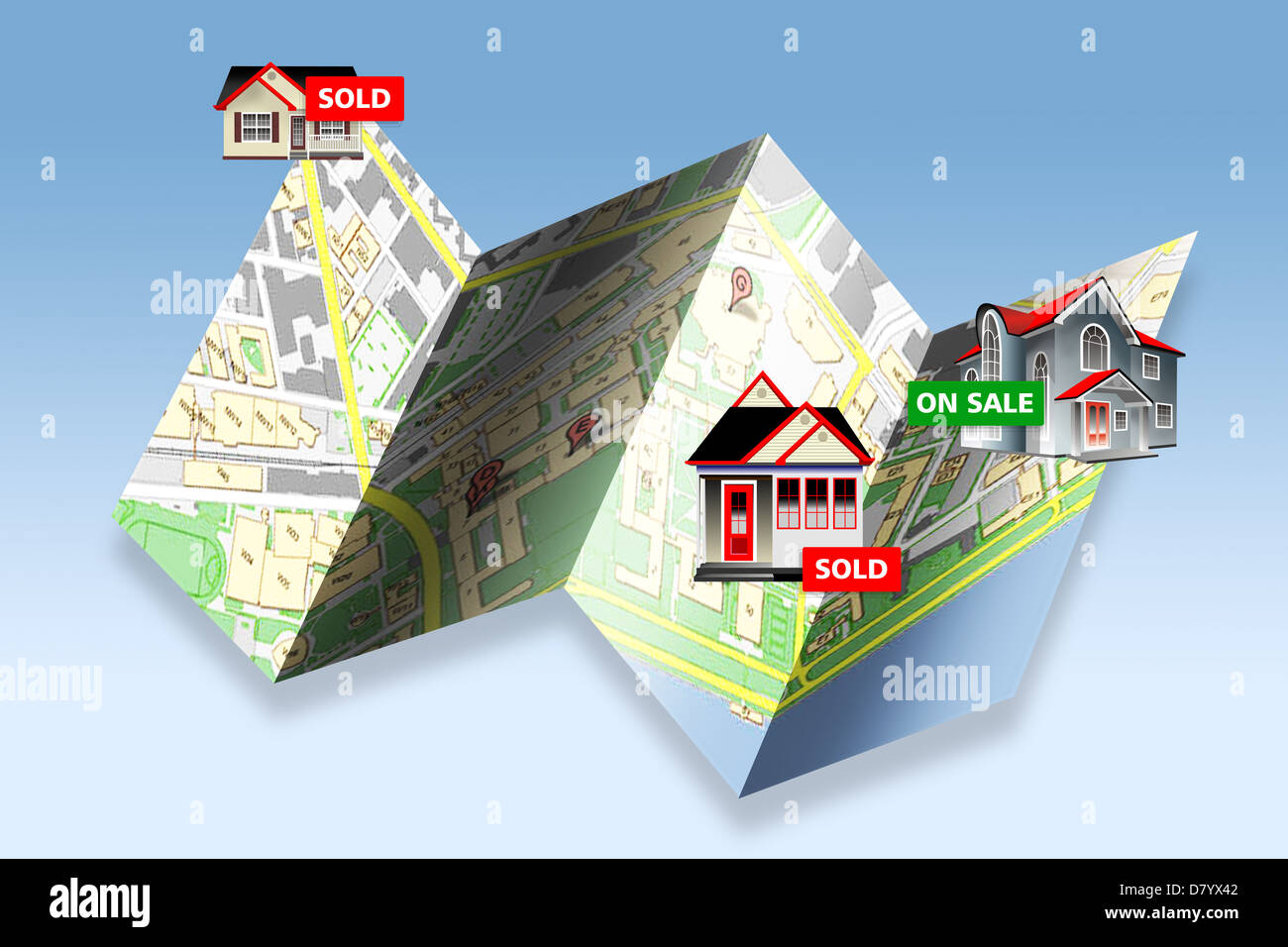 Homes sold on map Stock Photo - Alamy