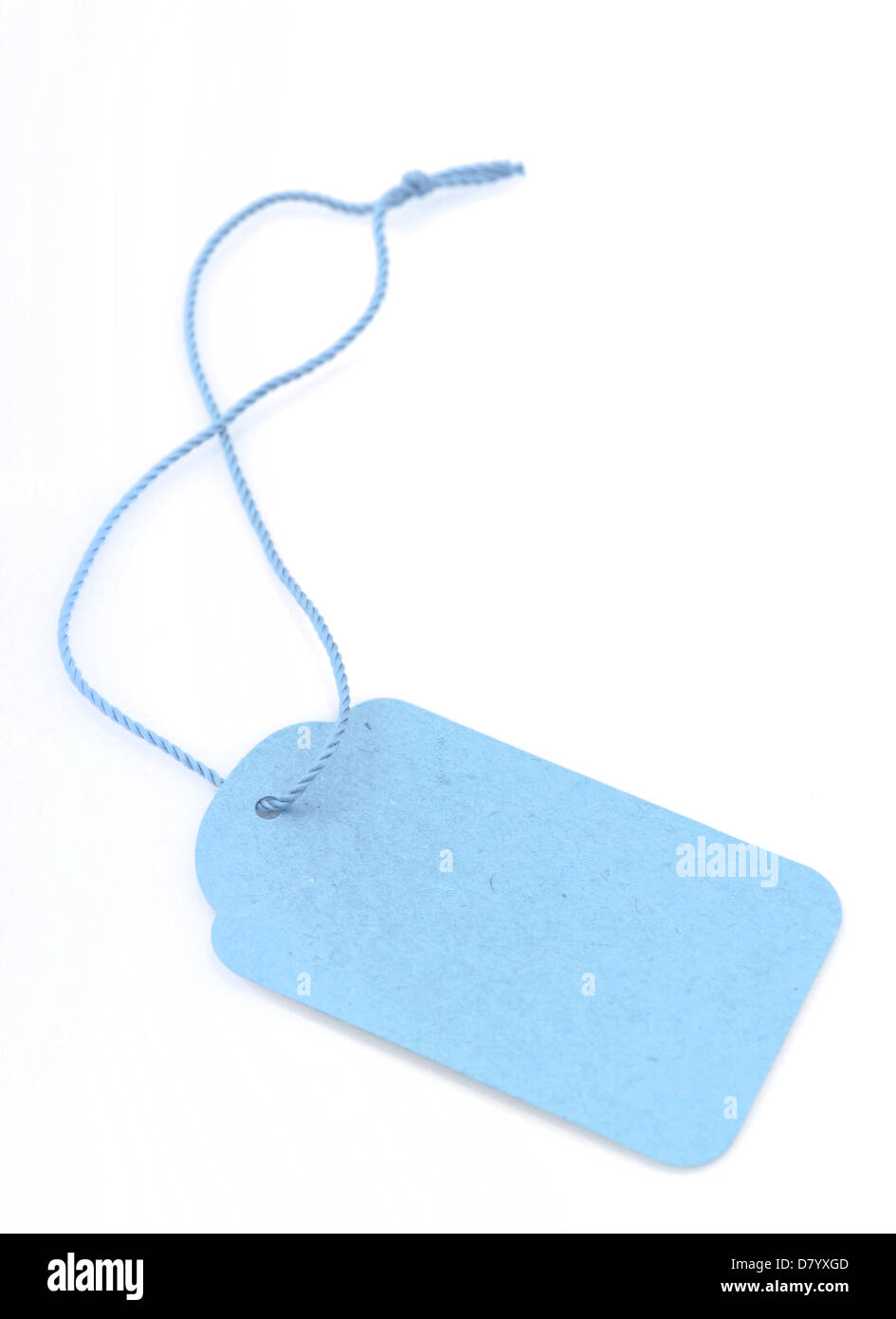 Blank blue tag tied to write own message Stock Photo - Alamy