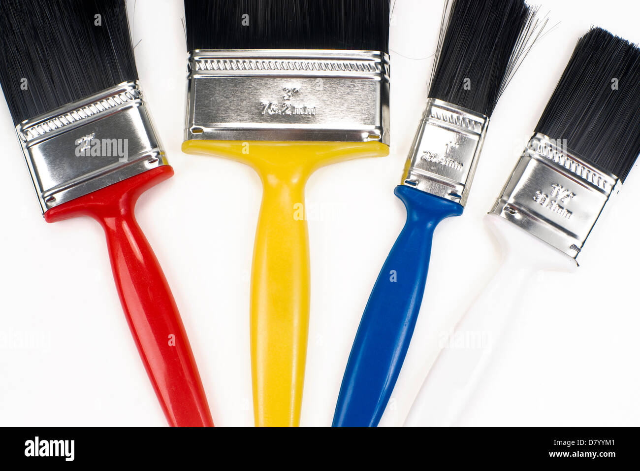 A selection of brushes arranged together on white background Stock ...