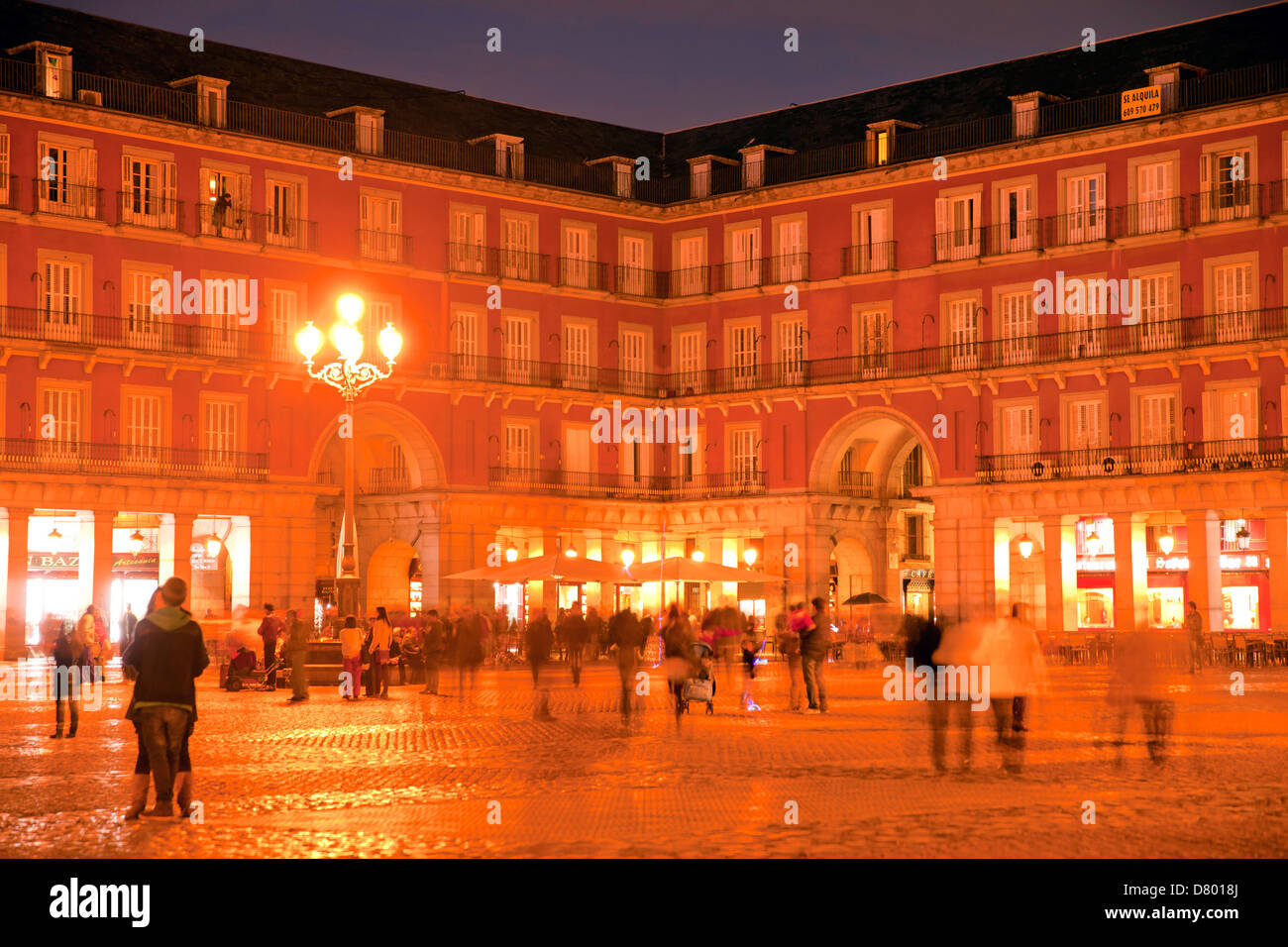 the central square Plaza Mayor at night, Madrid, Spain, Europe Stock ...