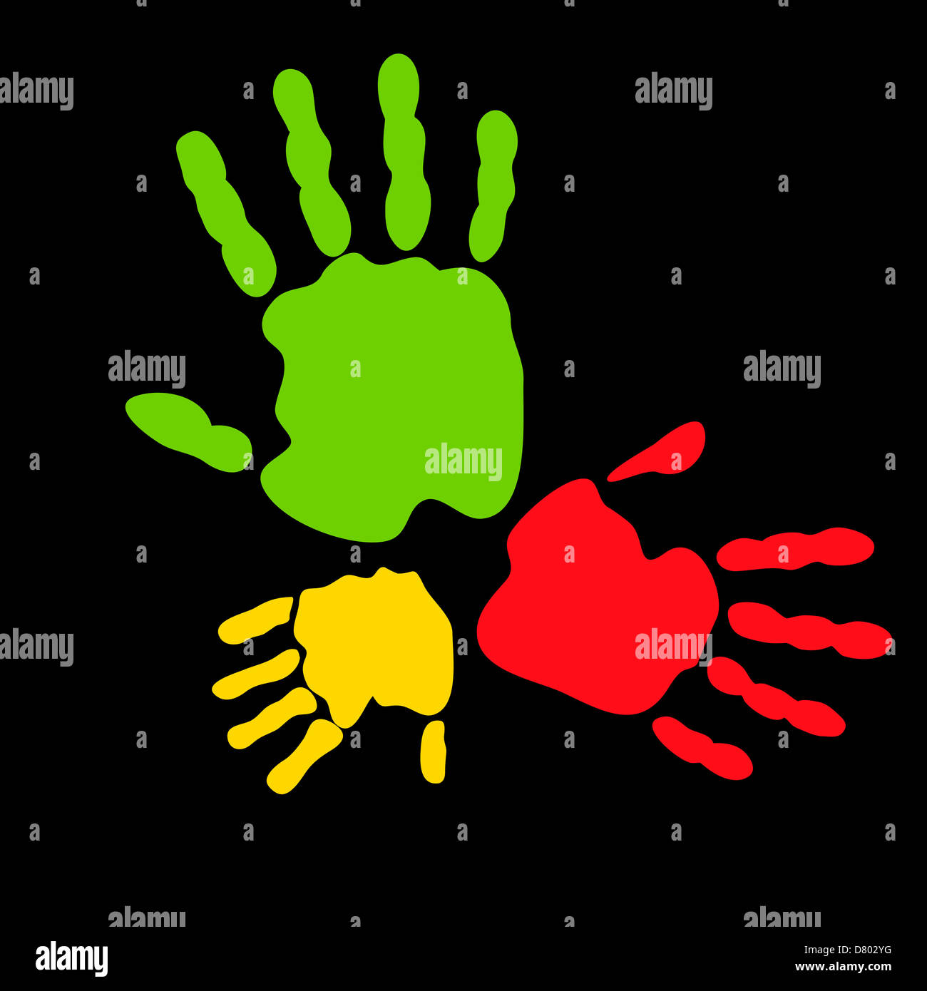 Abstract vector illustration of colored hand prints Stock Photo - Alamy