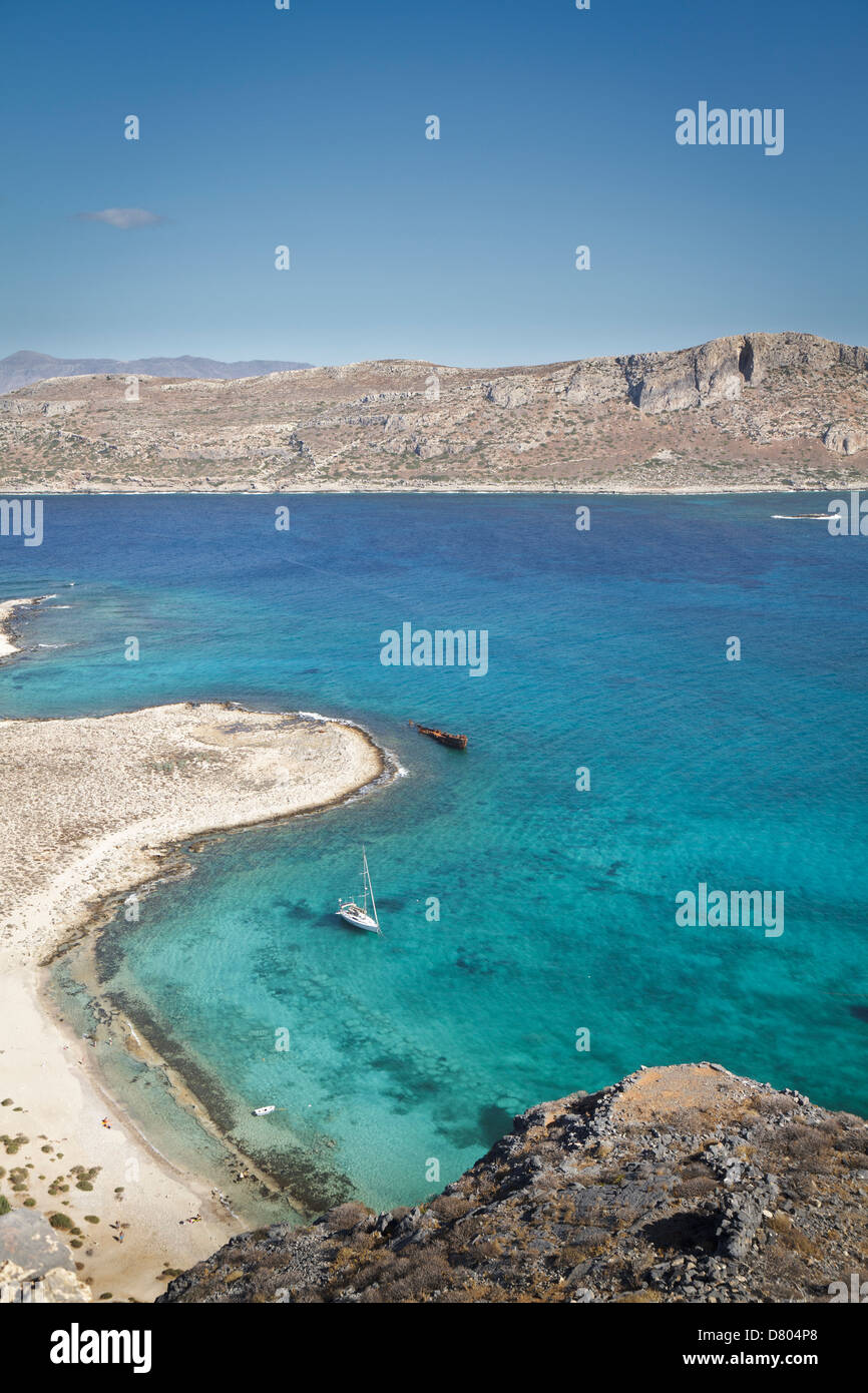 Looking back towards the mainland of Crete from the remains of the old ...
