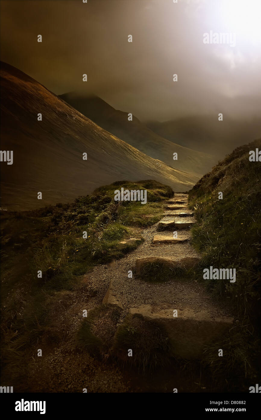 Stone steps on rural hillside Stock Photo - Alamy