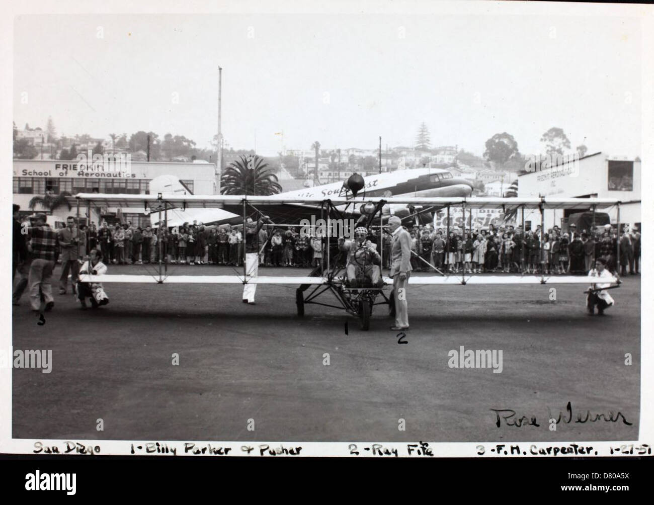 This image depicts an early airplane model from 1951, associated with ...