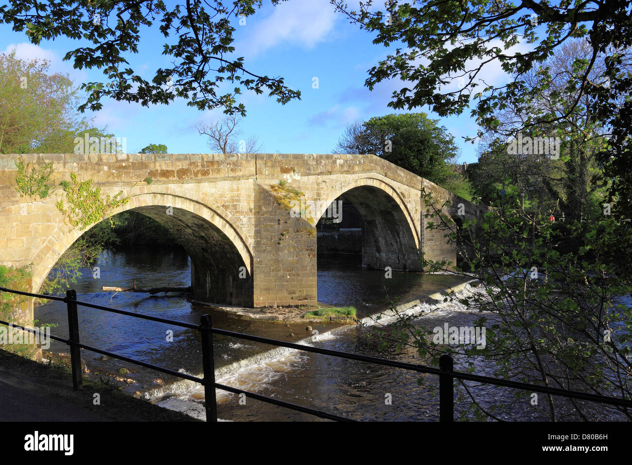 The old stone footbridge over the River Wharfe, Ilkley, West Yorkshire ...