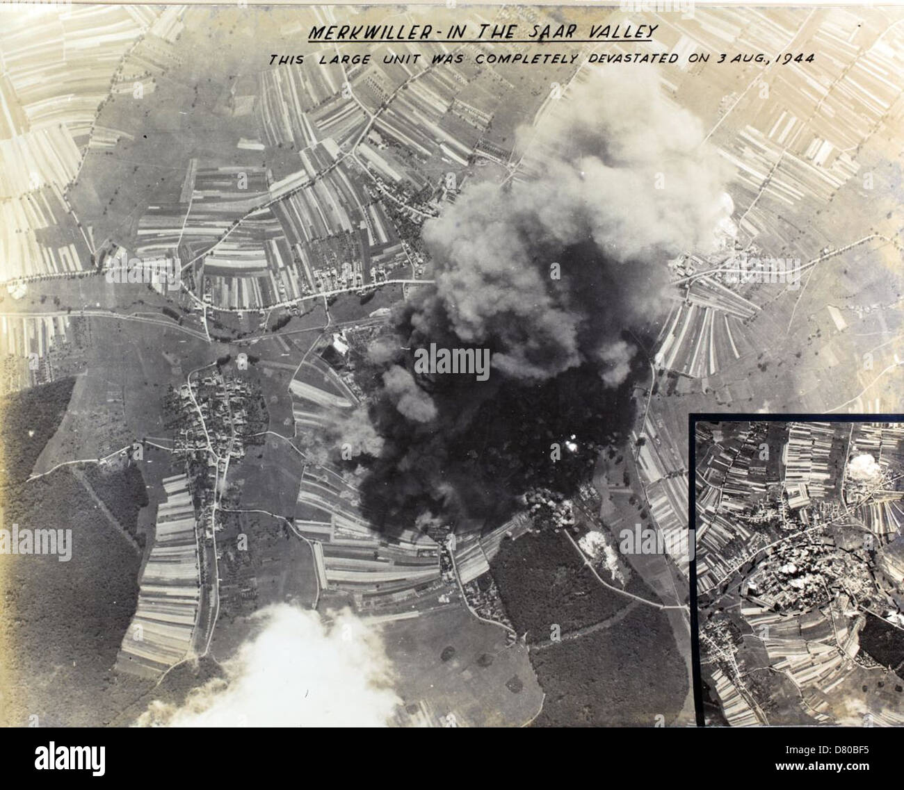 A photograph showing a bombing mission conducted by the 8th Air Force ...