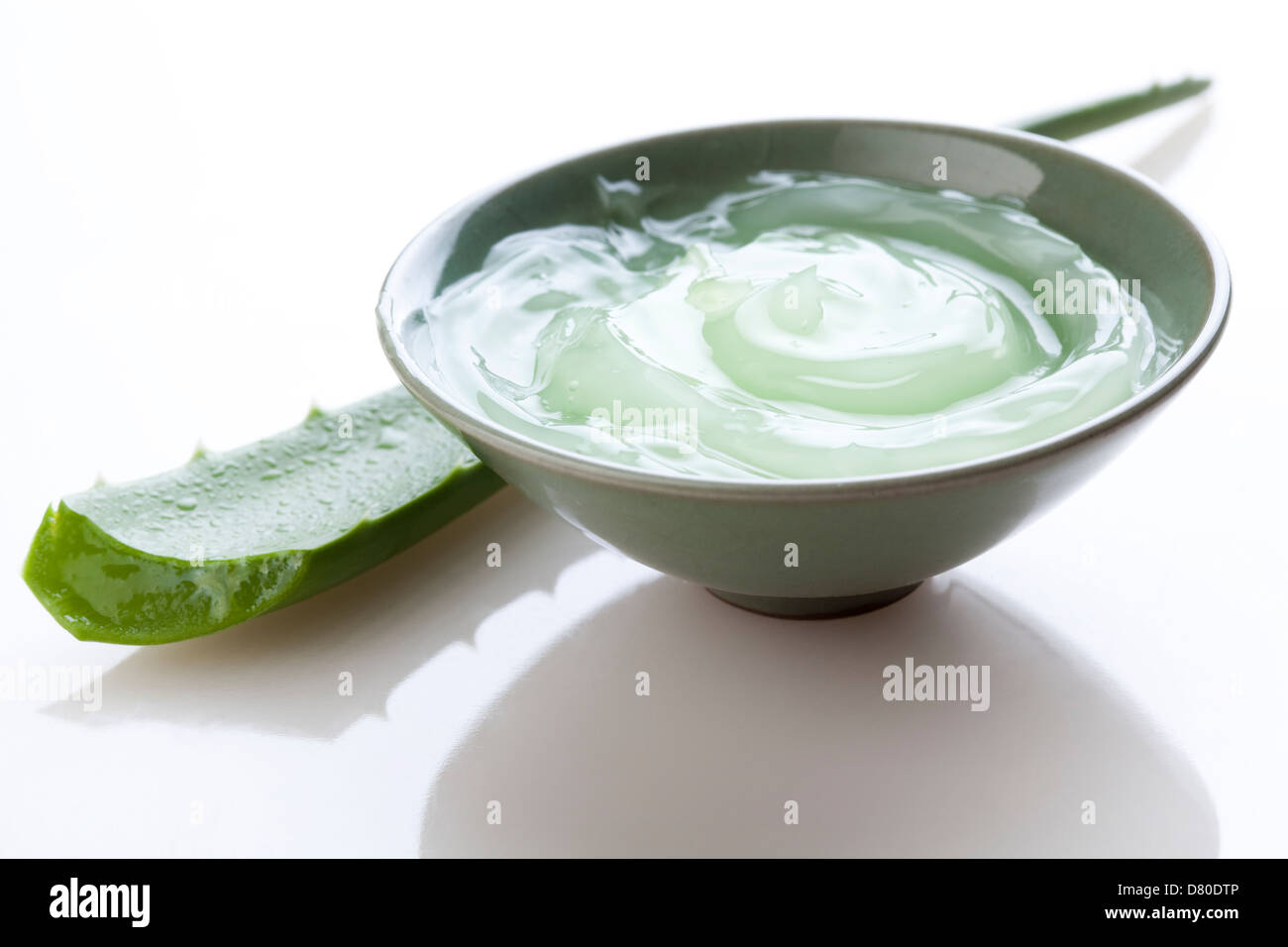 Aloe vera gel and fresh aloe leaf Stock Photo - Alamy