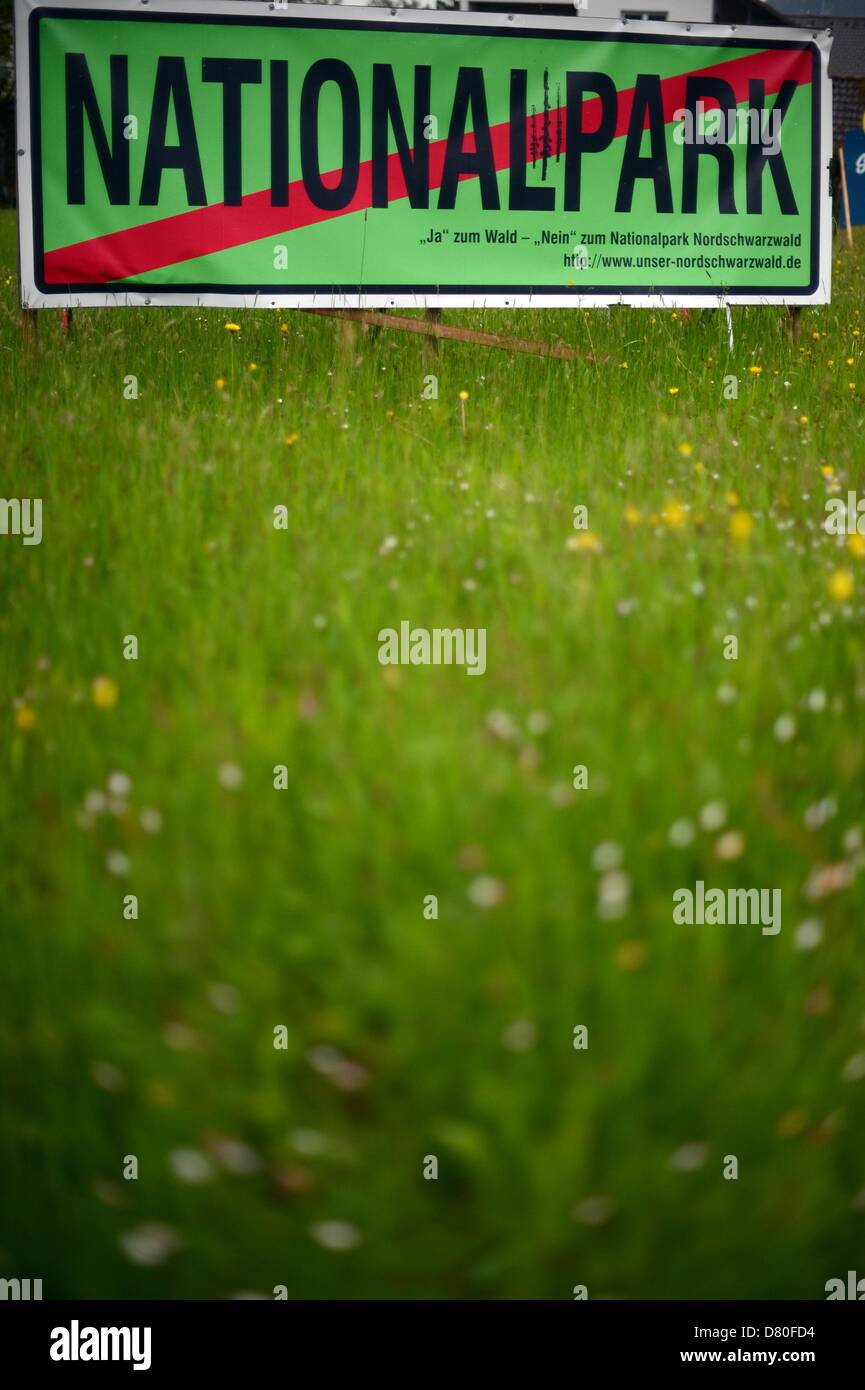 A sign reading 'National Park' is struck through in Baiersbronn ...