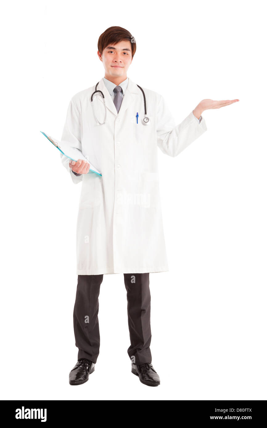 full length young Doctor presenting a copy space Stock Photo - Alamy