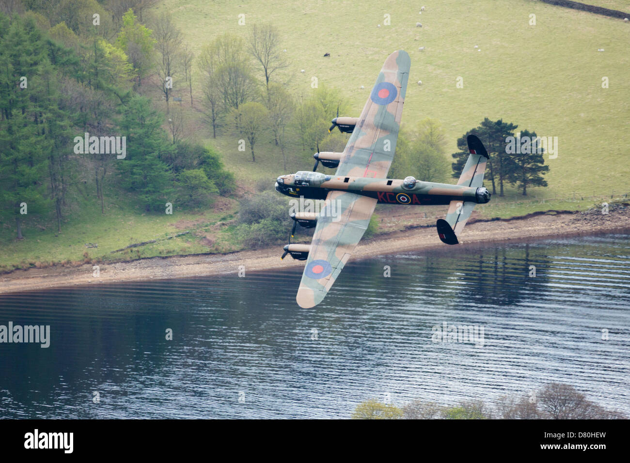 Derwent Reservoir, Derbyshire, UK. 16th May 2013. An RAF Lancaster ...