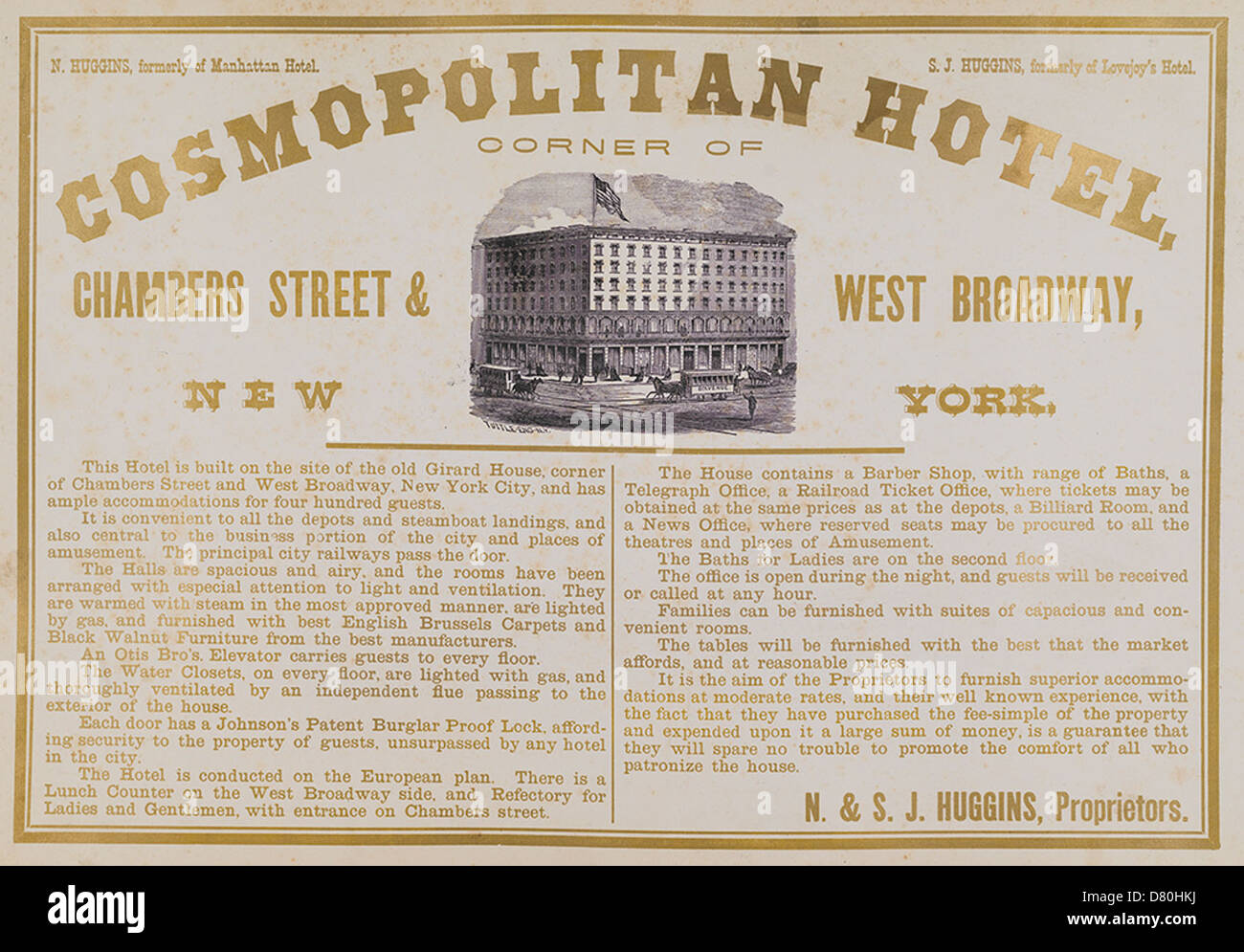 This image features an advertisement for the Cosmopolitan Hotel ...