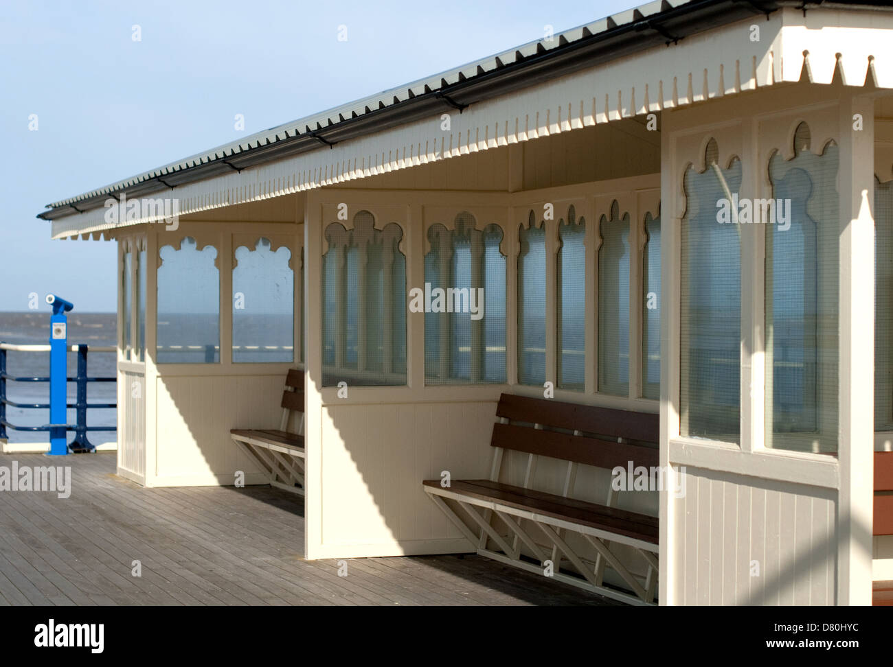 Shelter on a seaside pier Stock Photo - Alamy