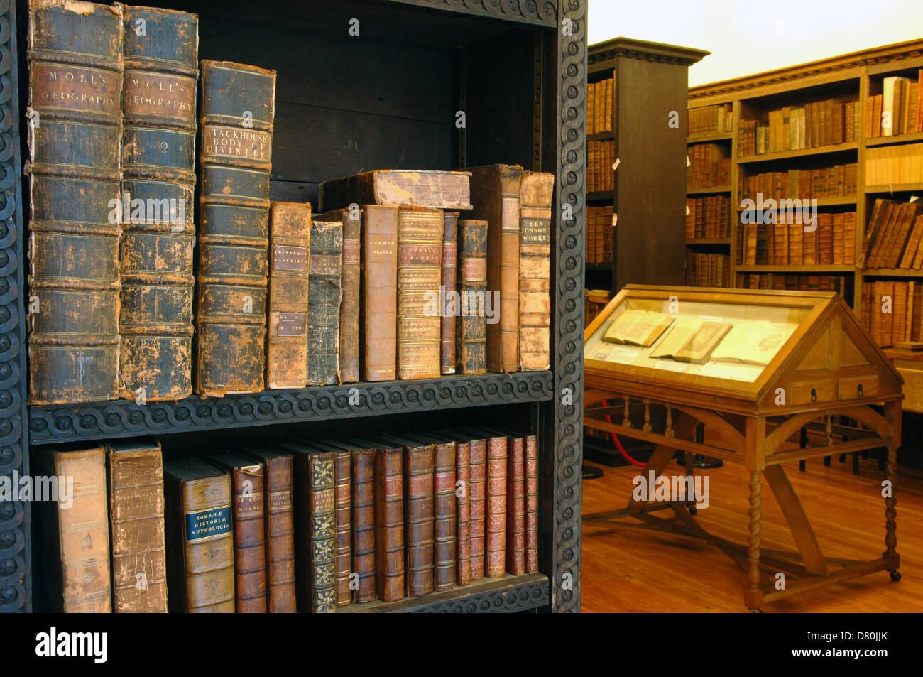 Ancient books in Shrewsbury School library, Shropshire, England Stock ...