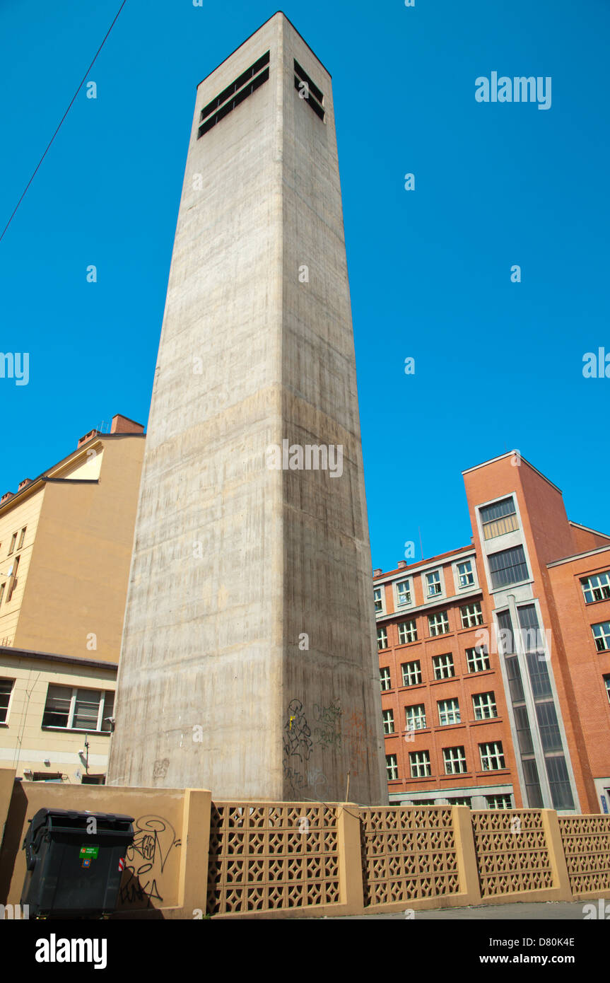 Chimney left standing along Blanicka street Vinohrady district Prague ...