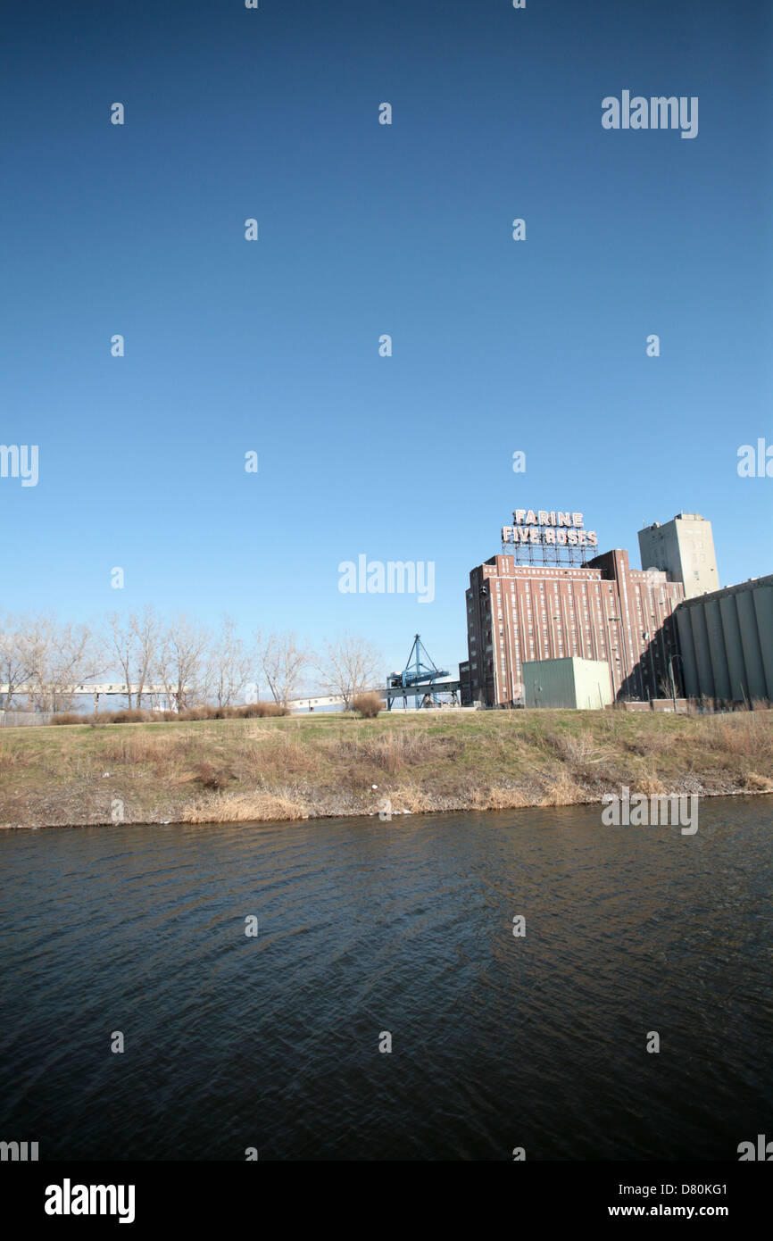 The Iconic Five Roses Flour building in Montreal, Quebec Stock Photo ...