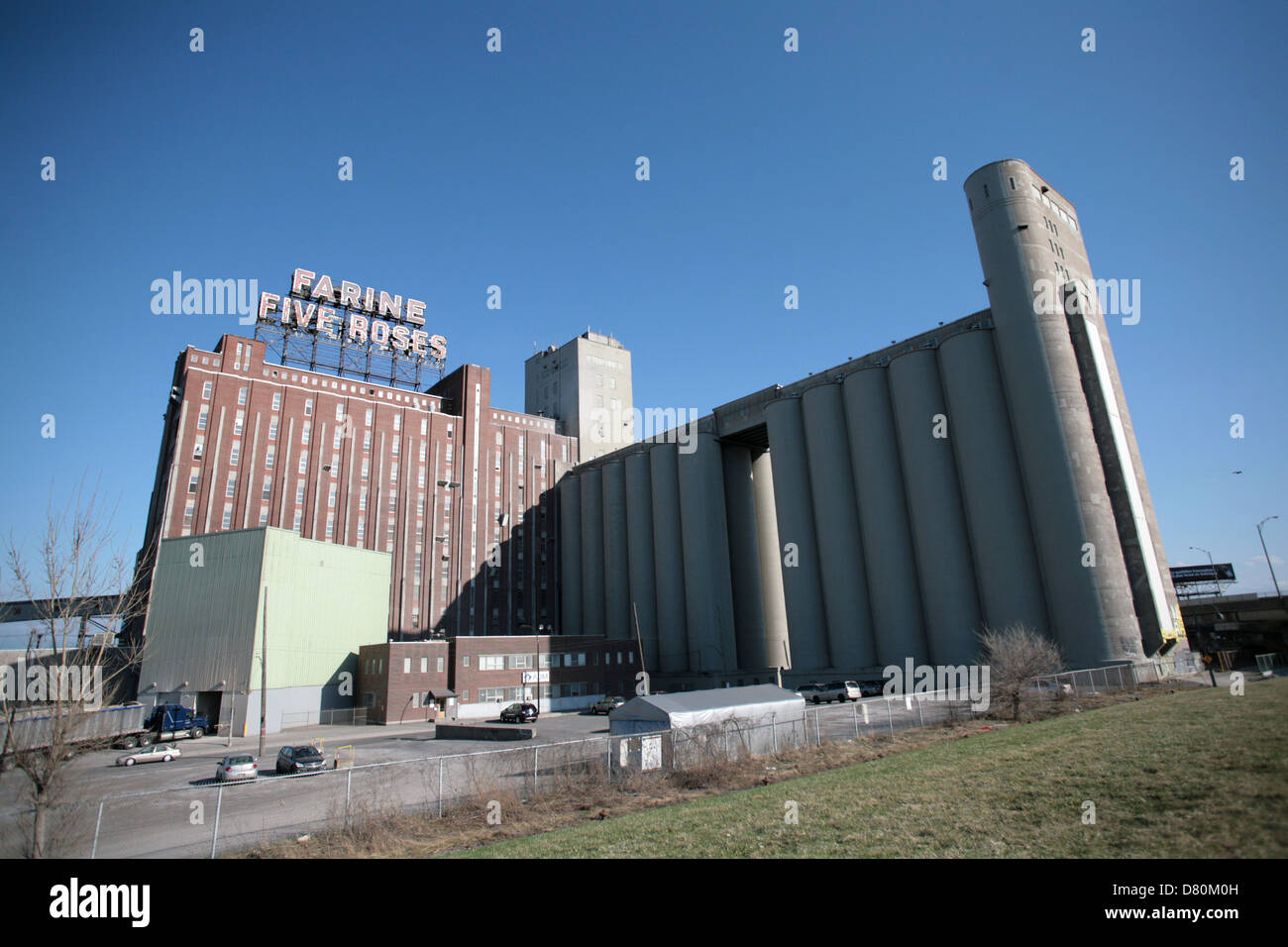 The Iconic Five Roses Flour building in Montreal, Quebec Stock Photo ...