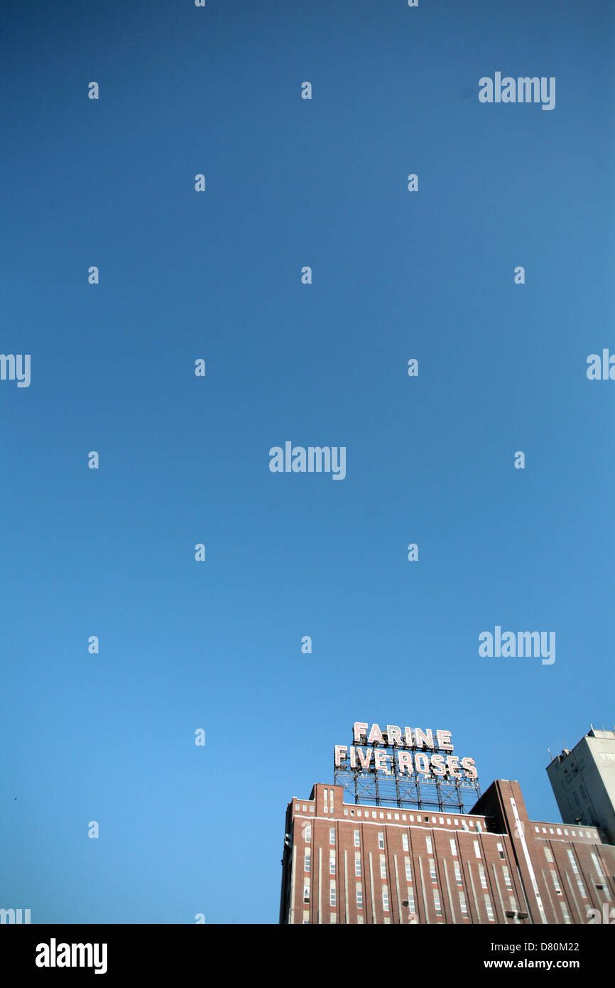 The Iconic Five Roses Flour building in Montreal, Quebec Stock Photo ...