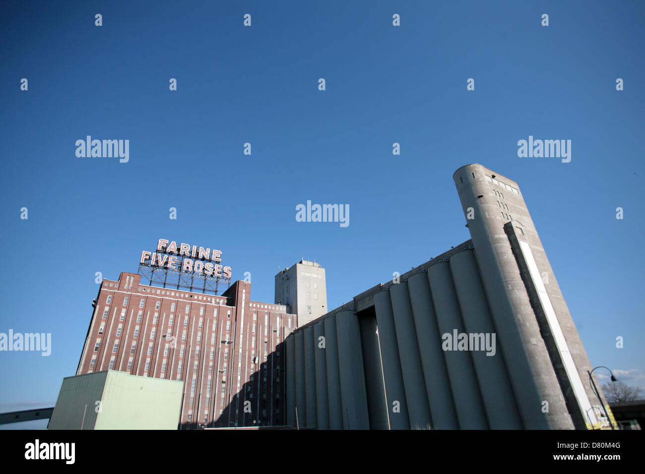 The Iconic Five Roses Flour building in Montreal, Quebec Stock Photo ...