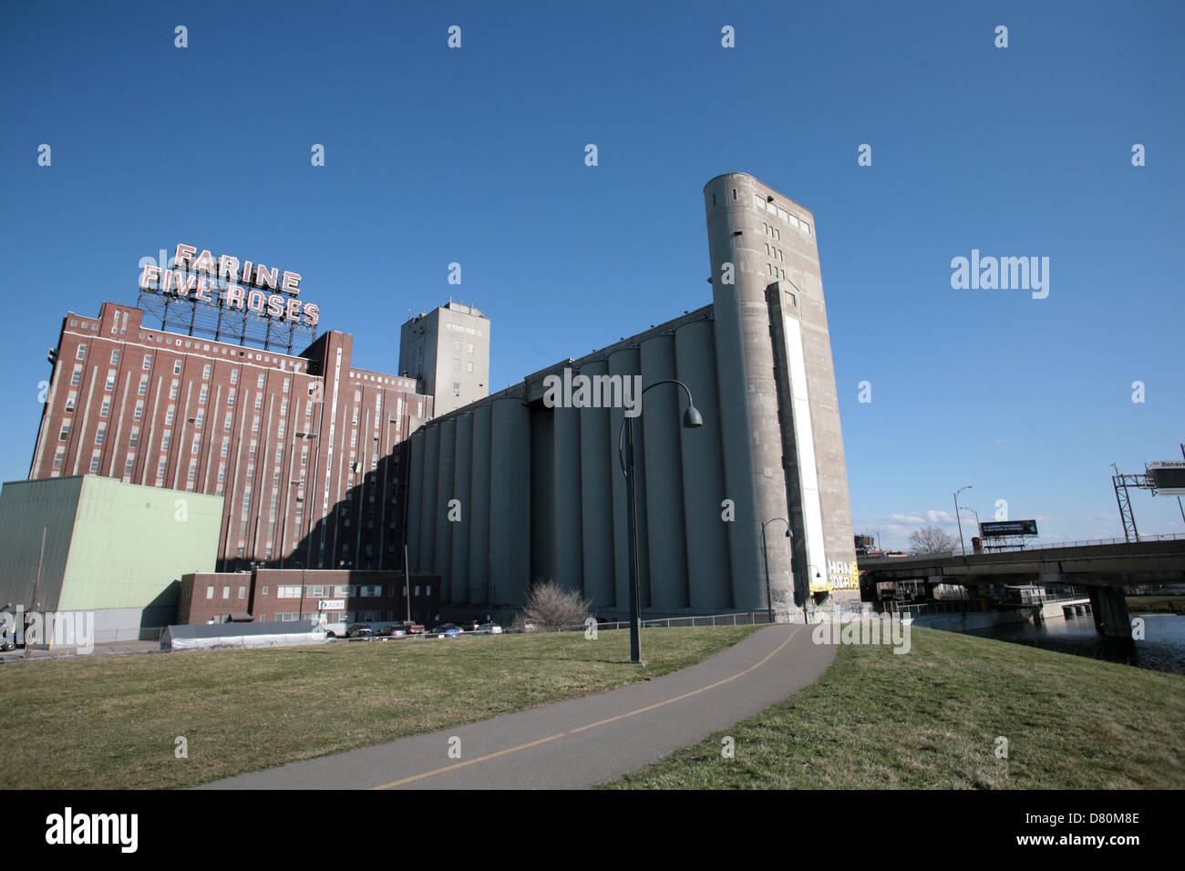 The Iconic Five Roses Flour building in Montreal, Quebec Stock Photo ...