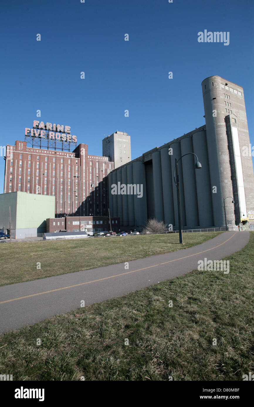 The Iconic Five Roses Flour building in Montreal, Quebec Stock Photo ...