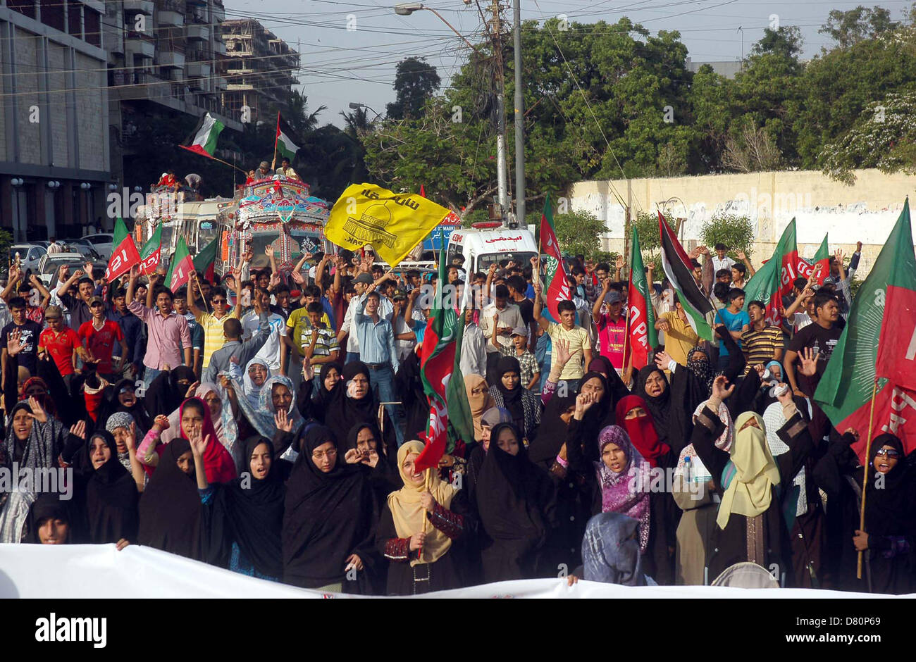 Supporters of the Imamia Students Organization (ISO) are protesting ...