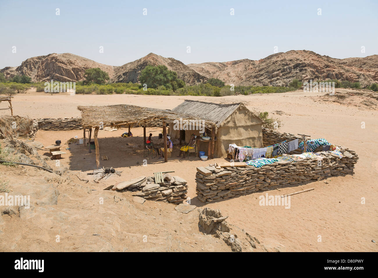 Settlement on the Namibian border with Angola Stock Photo - Alamy