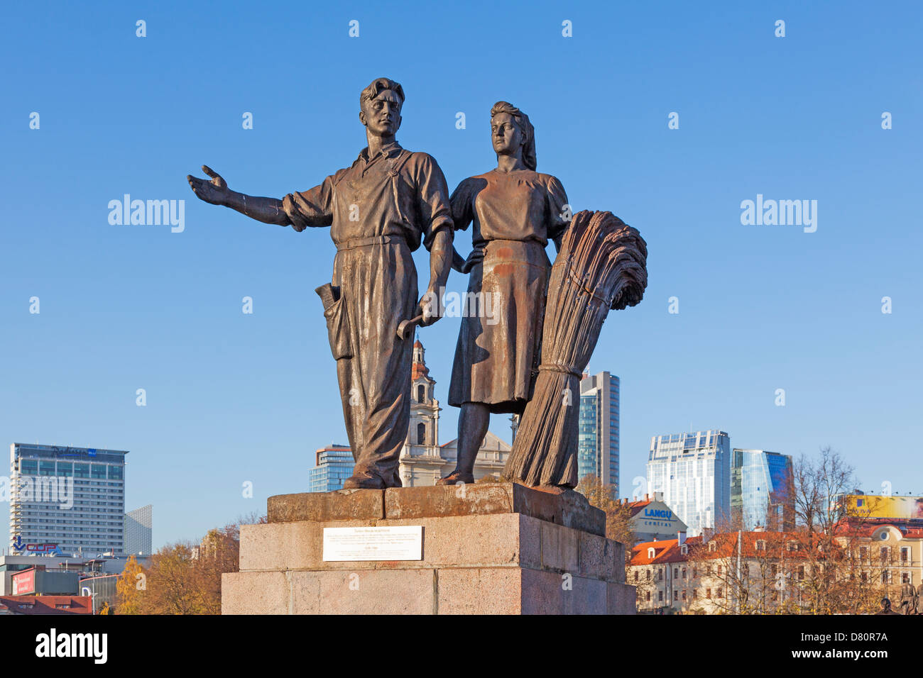 Vilnius Lithuania - statues at Green Bridge - Agriculture (Žemės ūkis ...