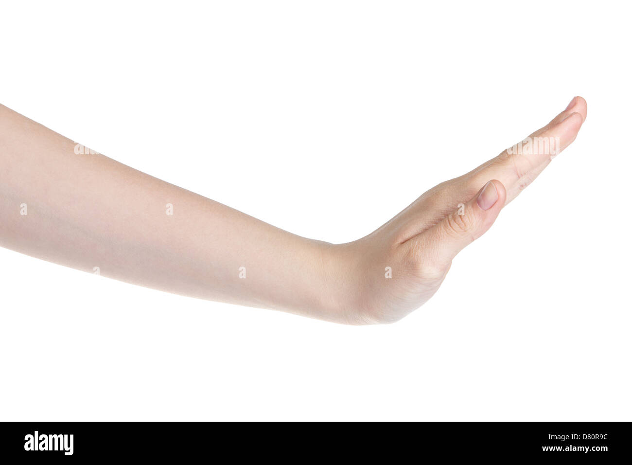 female teen hand stop sign, isolated on white Stock Photo - Alamy