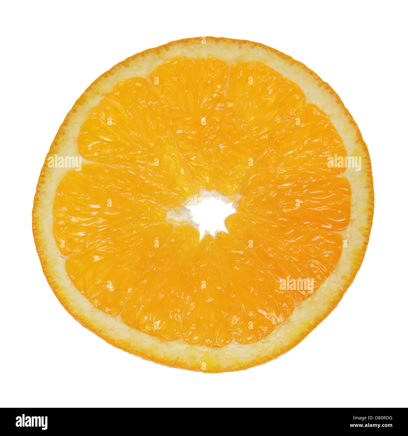 cut of orange directly above, isolated on white background Stock Photo ...