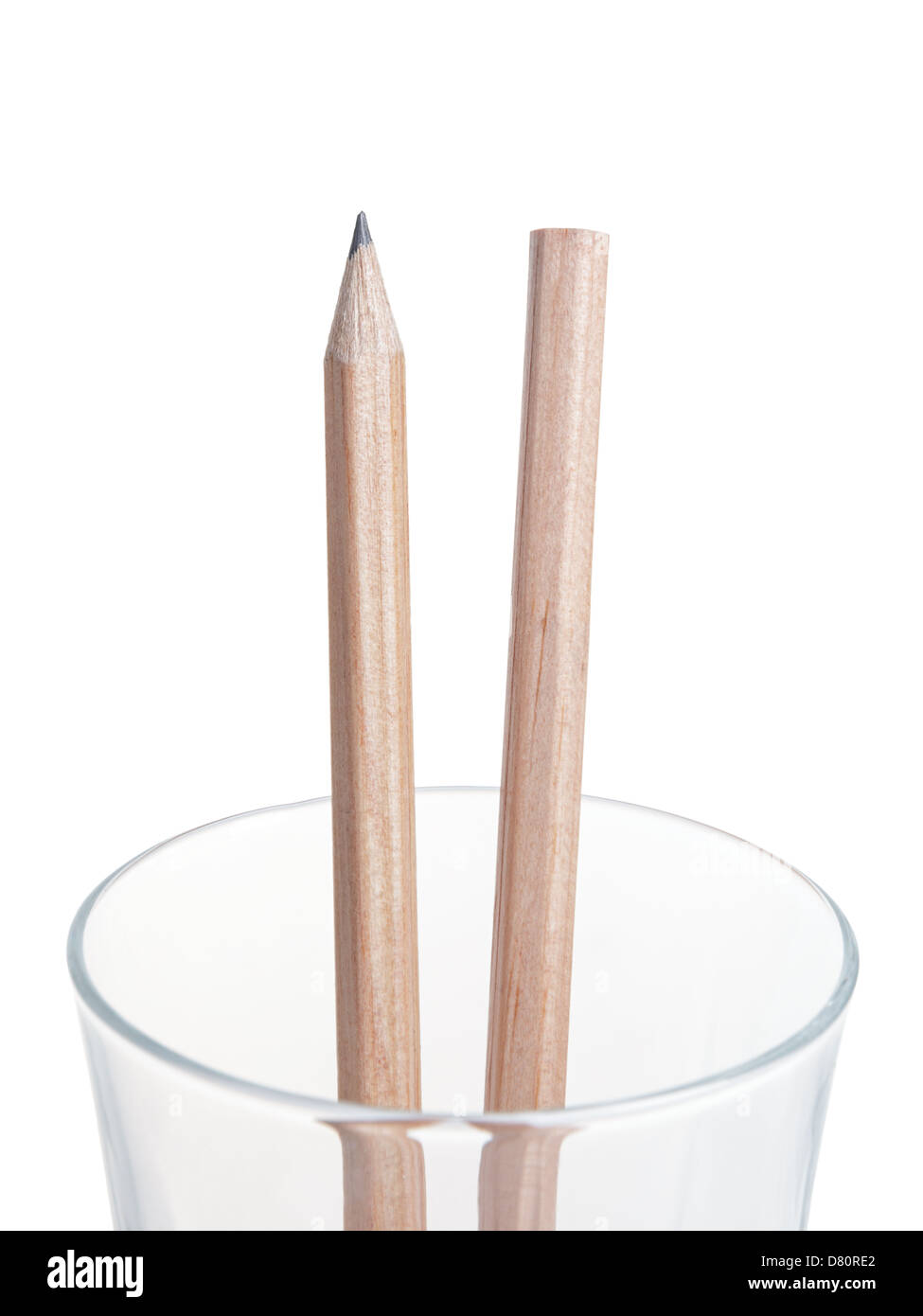 pencils on the glass, isolated on white Stock Photo - Alamy