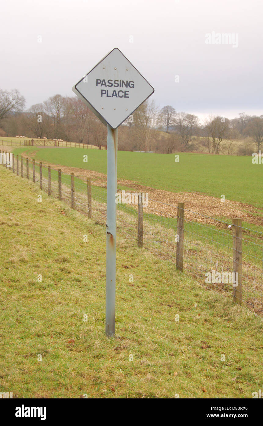 Passing place sign in South West Scotland Stock Photo - Alamy